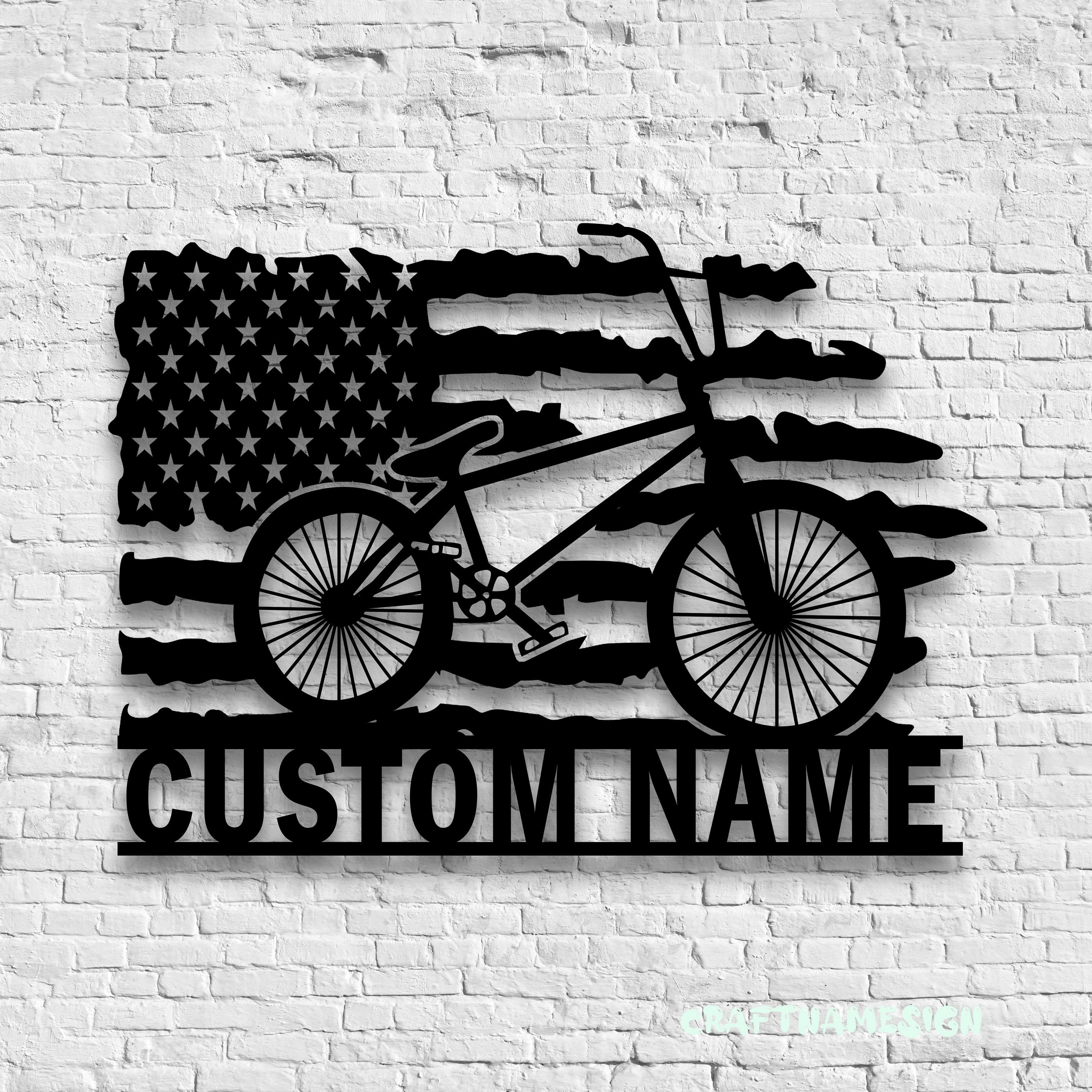 Craftnamesign Custom BMX Bike US Flag Metal Wall Art LED Light ...