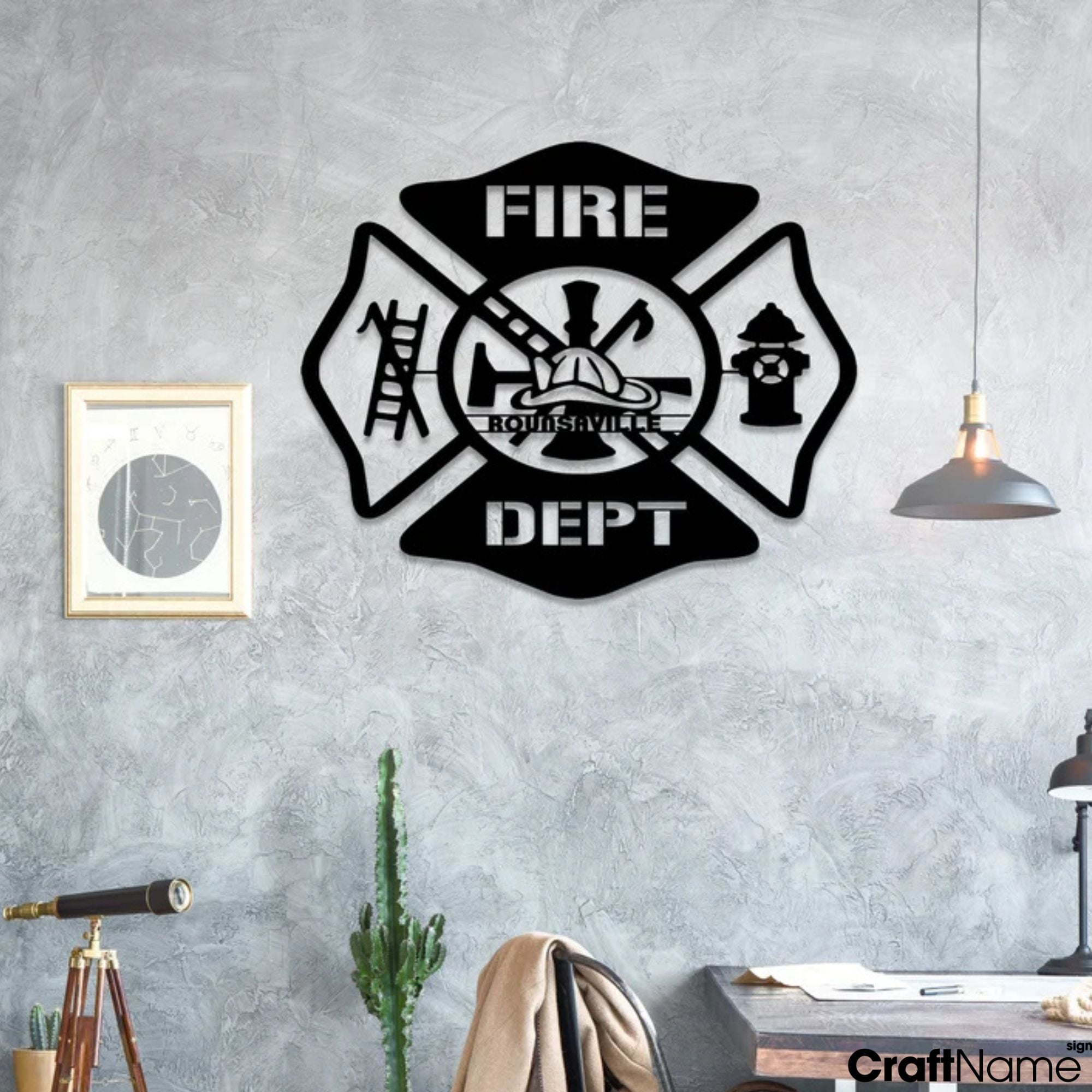 Craftnamesign Custom Fire Dept Metal Wall Art LED Light, Firefighter ...