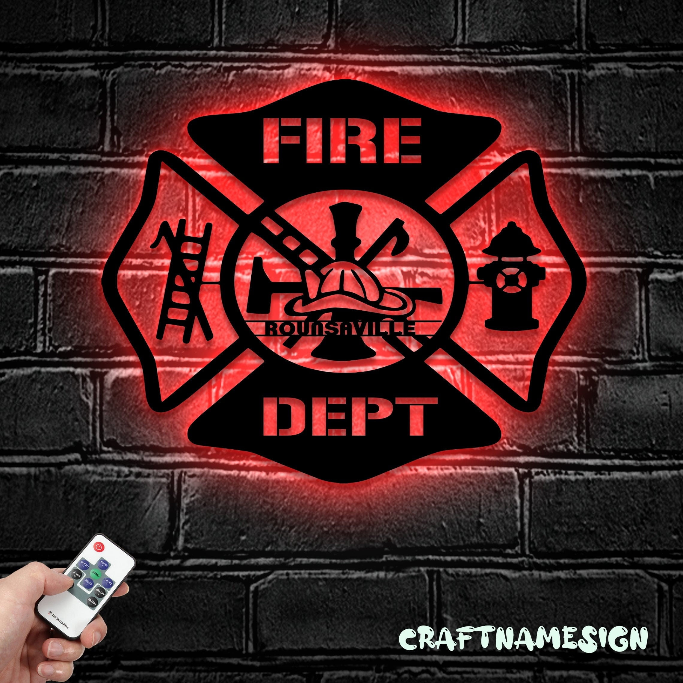 Craftnamesign Custom Firefighter Maltese Cross Metal Wall Art LED Light ...