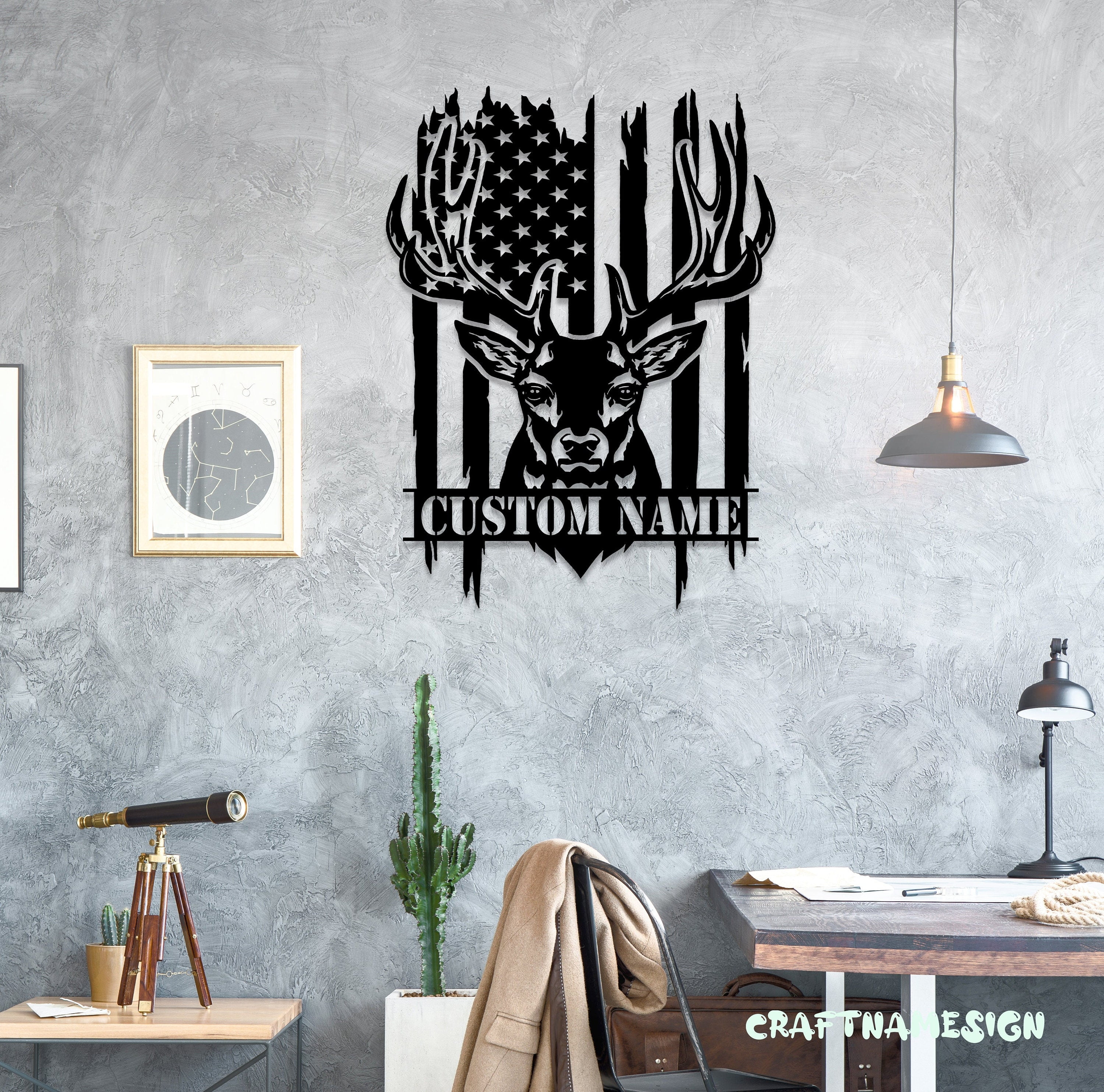 Craftnamesign Custom Firefighter US Flag Metal Sign LED Light, USA ...