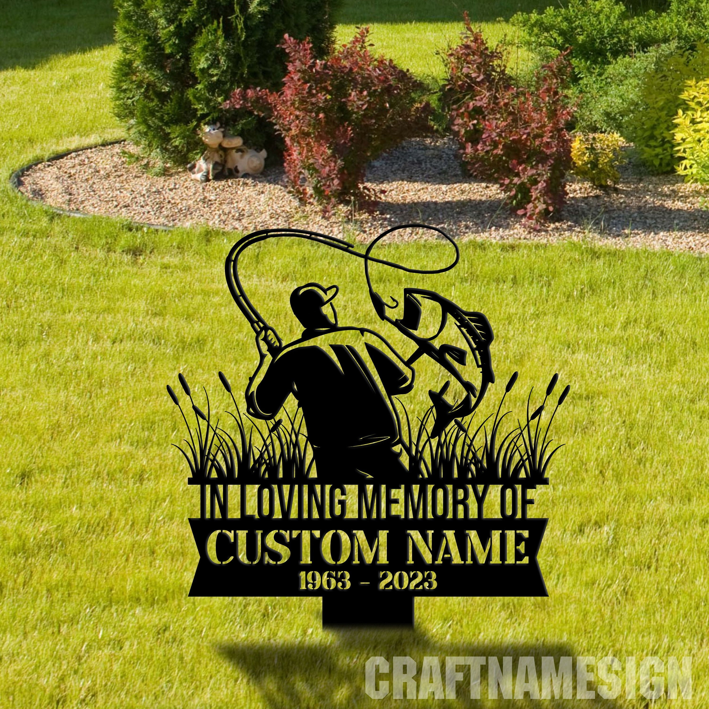Craftnamesign Custom Fishing Fisherman Memorial Stake, Memorial Plaque ...