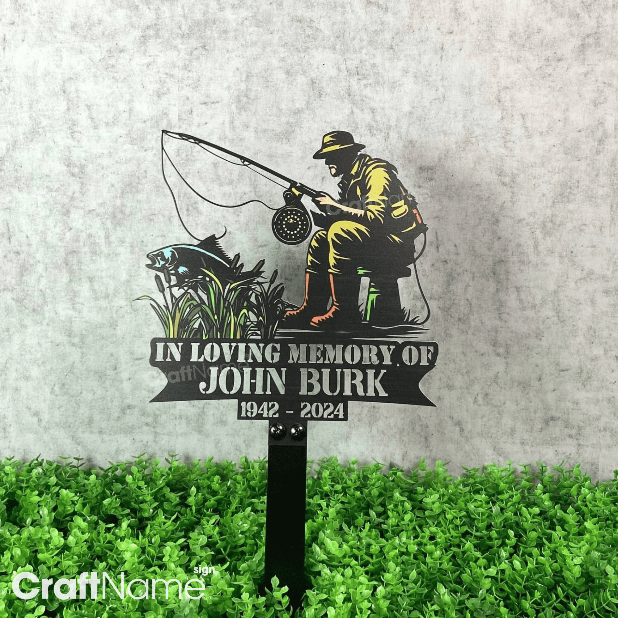Craftnamesign Custom Fishing Memorial Metal Stake, Memorial Garden ...