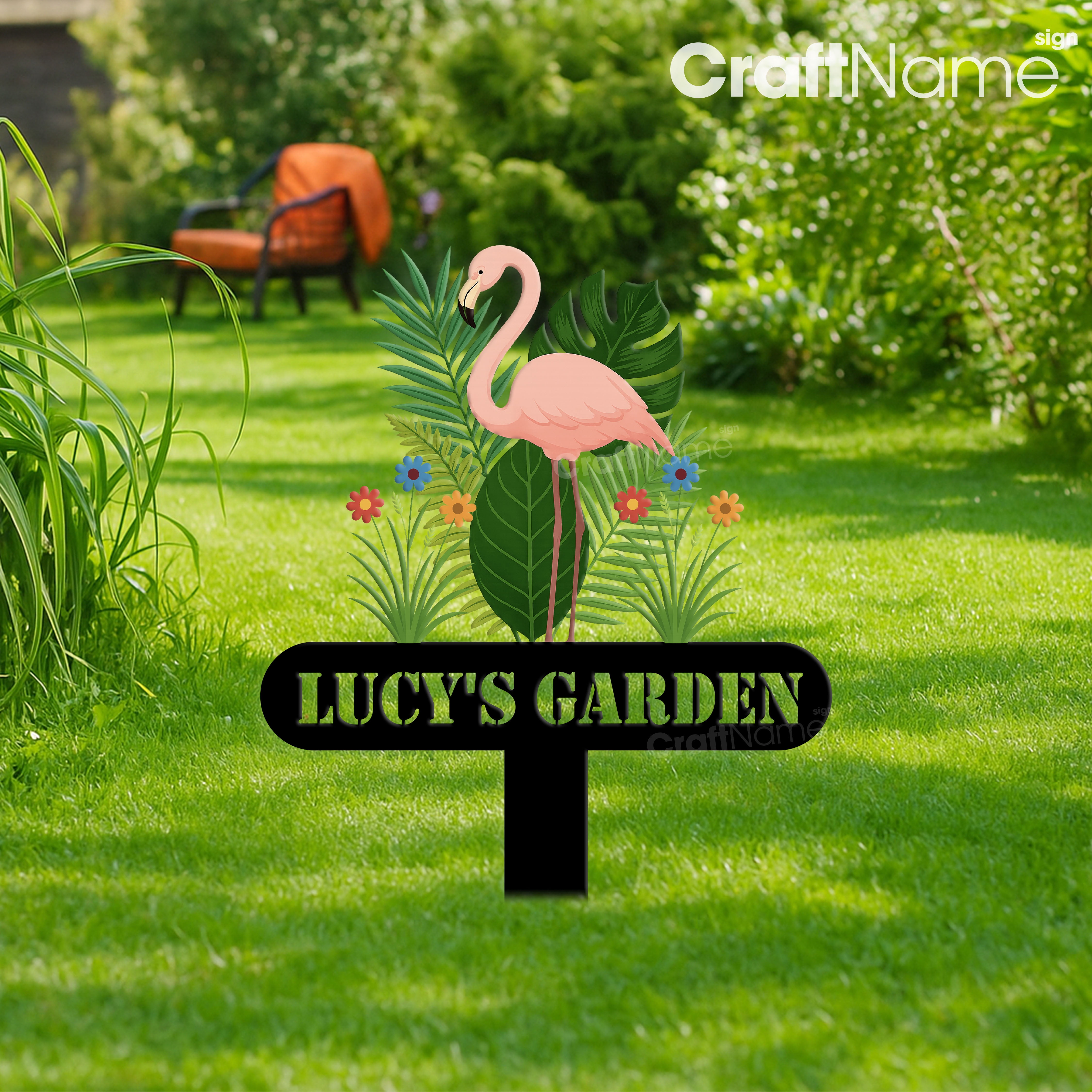 Craftnamesign Custom Flamingo Garden Stake, Flamingo Metal Outdoor Yard ...