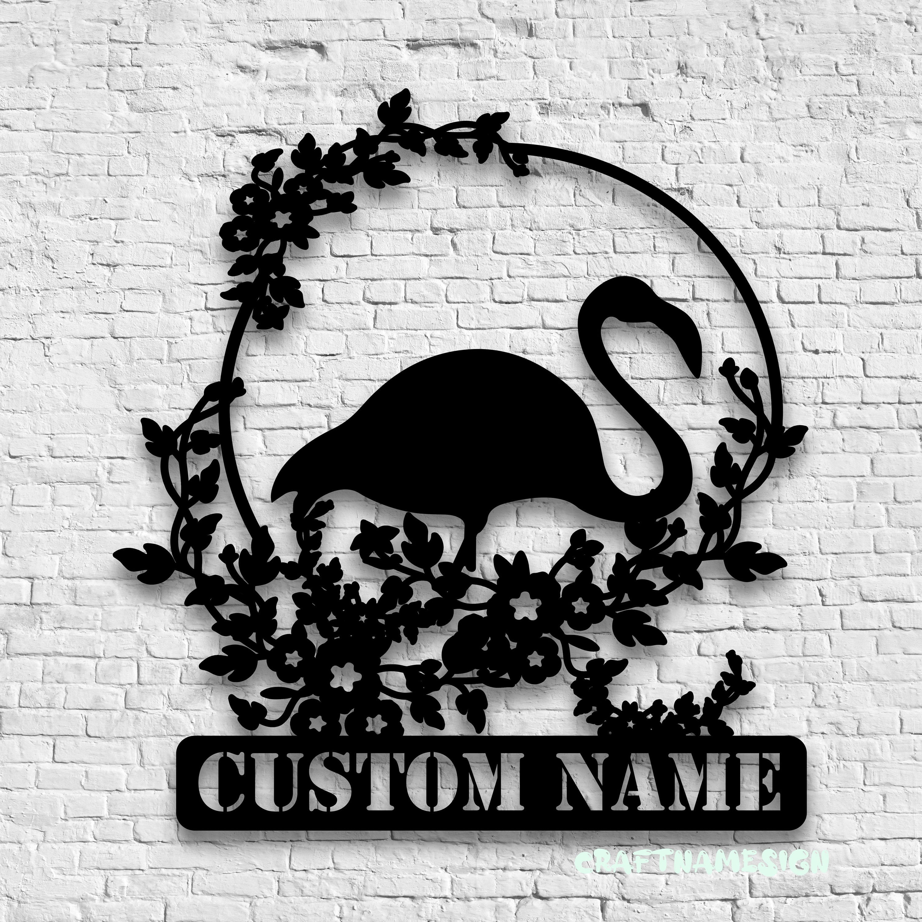 Craftnamesign Custom Flower Flamingo Metal Wall Art LED Light, Custom ...