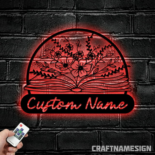 Craftnamesign Custom Flower Metal Wall Art LED Lights, Personalized ...