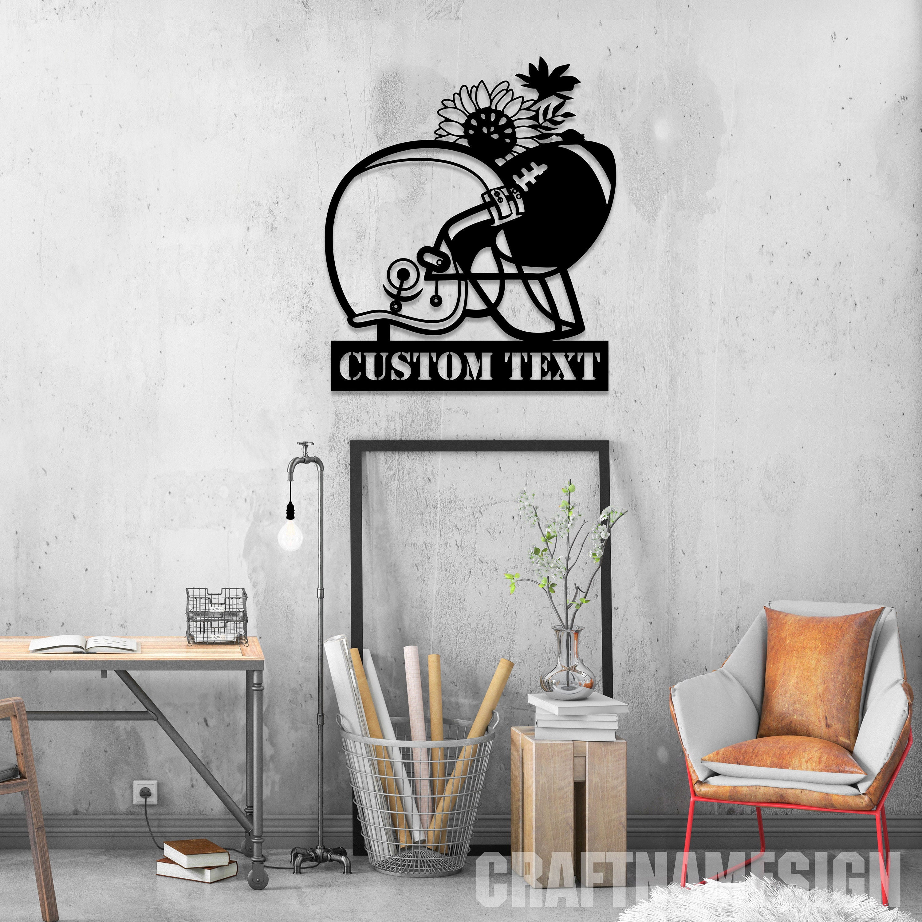 Craftnamesign Custom Football Metal Sign, Football Helmet Wall Art ...