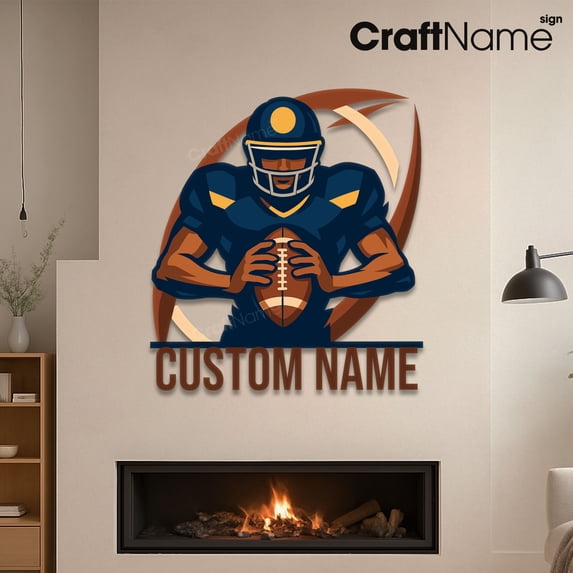 Craftnamesign Custom Football Player Metal Sign, Football Club Wall Art ...