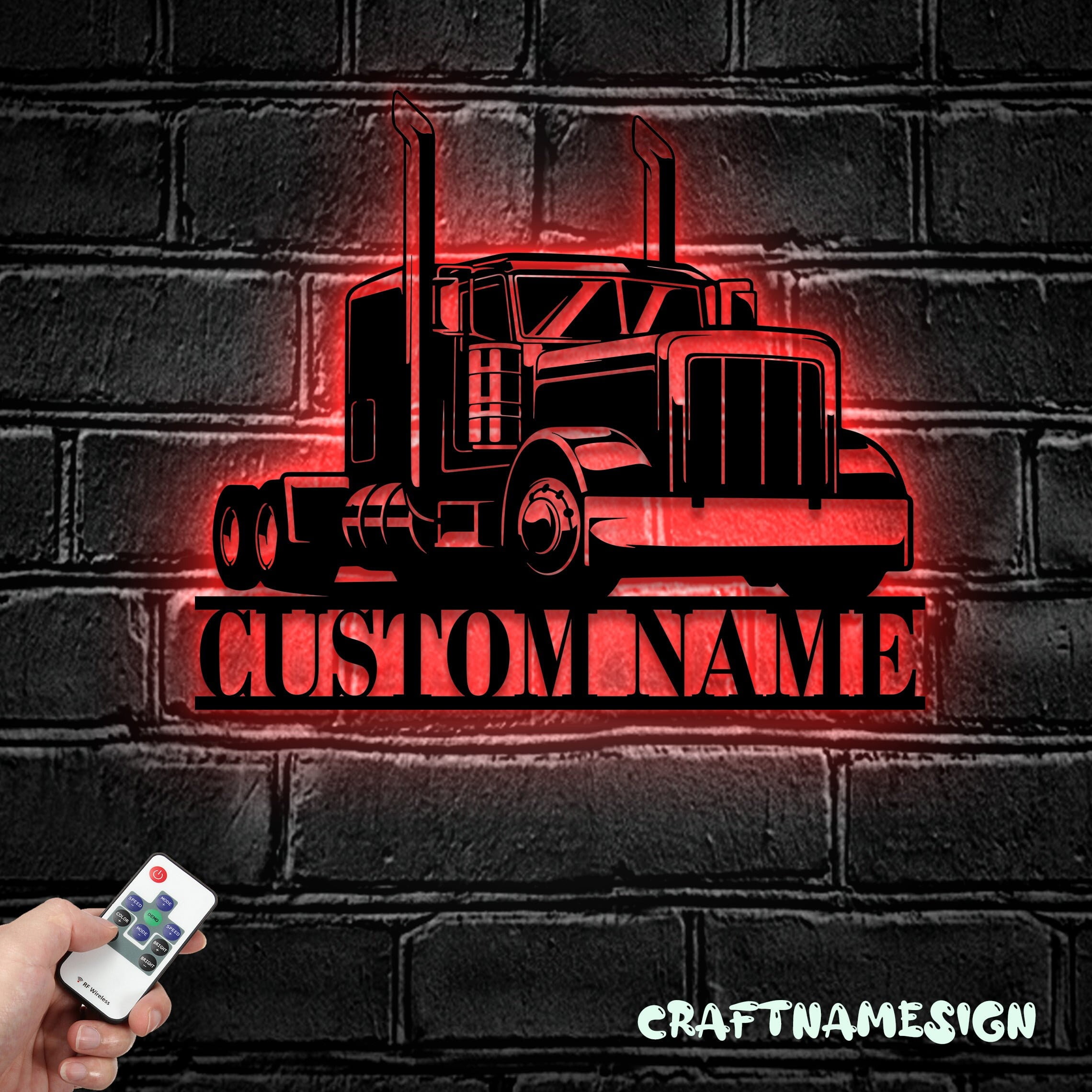 Craftnamesign Custom Semi Truck Driver Metal Wall Art LED Light, Custom ...