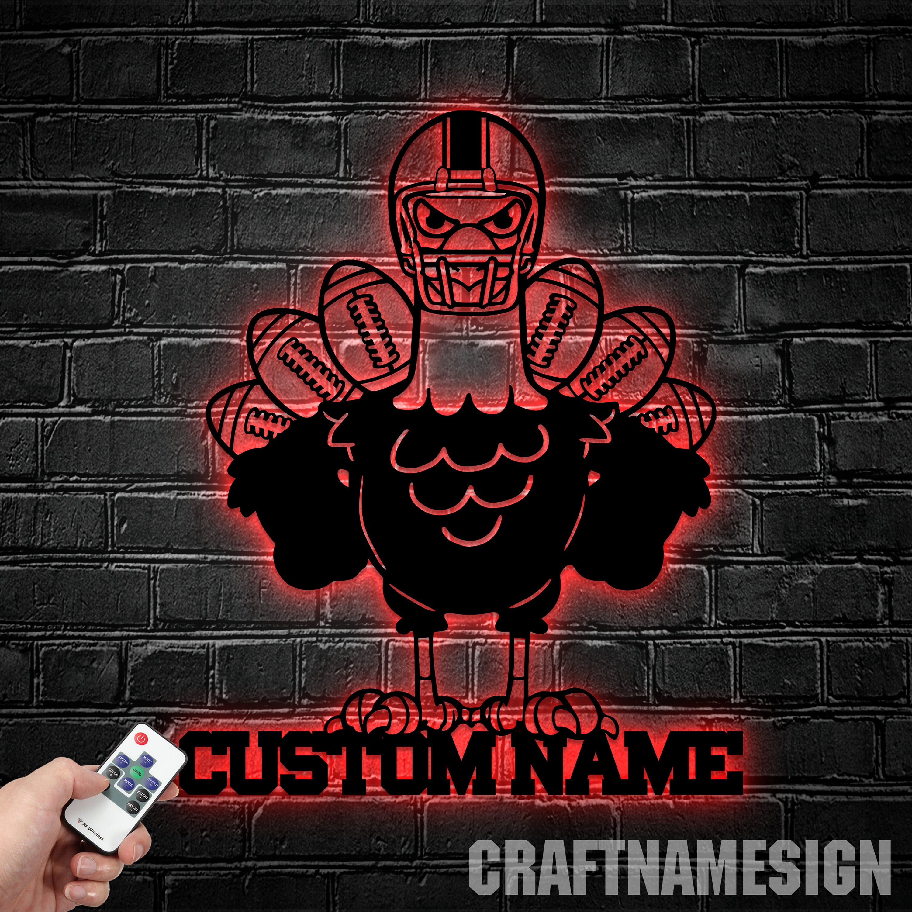 Craftnamesign Custom Football Turkey Thanksgiving Metal Led Light ...