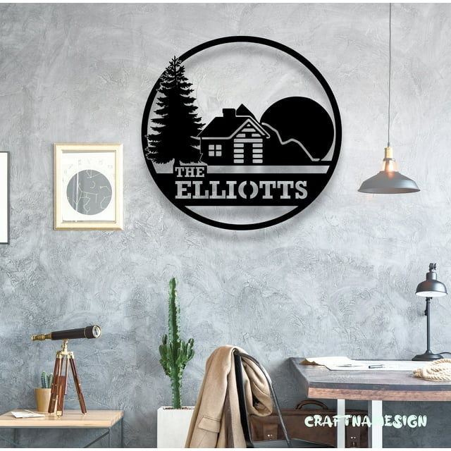 Craftnamesign Custom Forest Cabin Metal Sign LED Light, Welcome Family ...