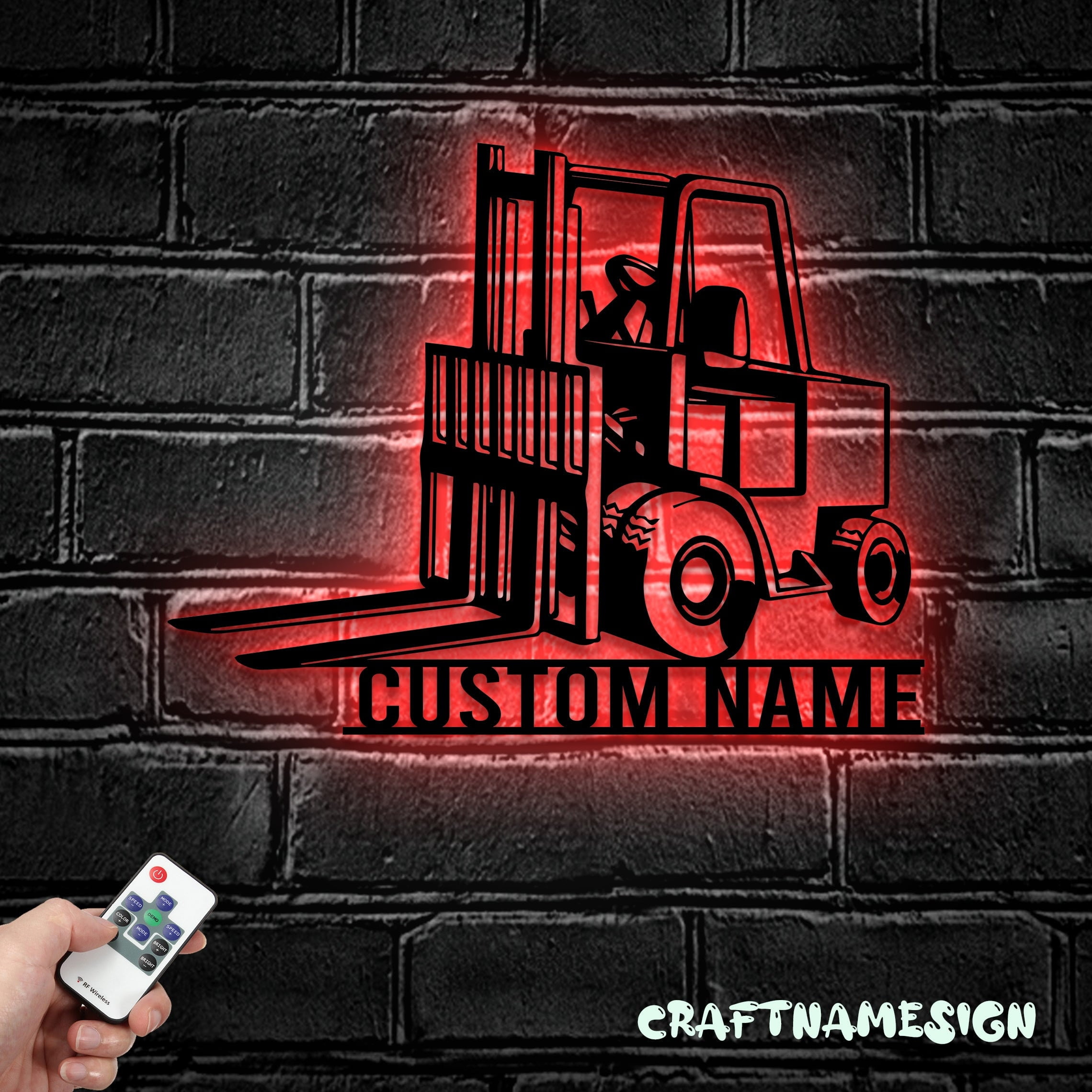 Craftnamesign Custom Forklift Driver Metal Wall Art LED Light ...