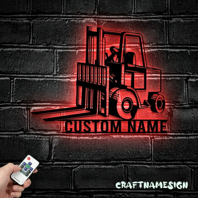 Craftnamesign Custom Forklift Driver Metal Wall Art LED Light ...