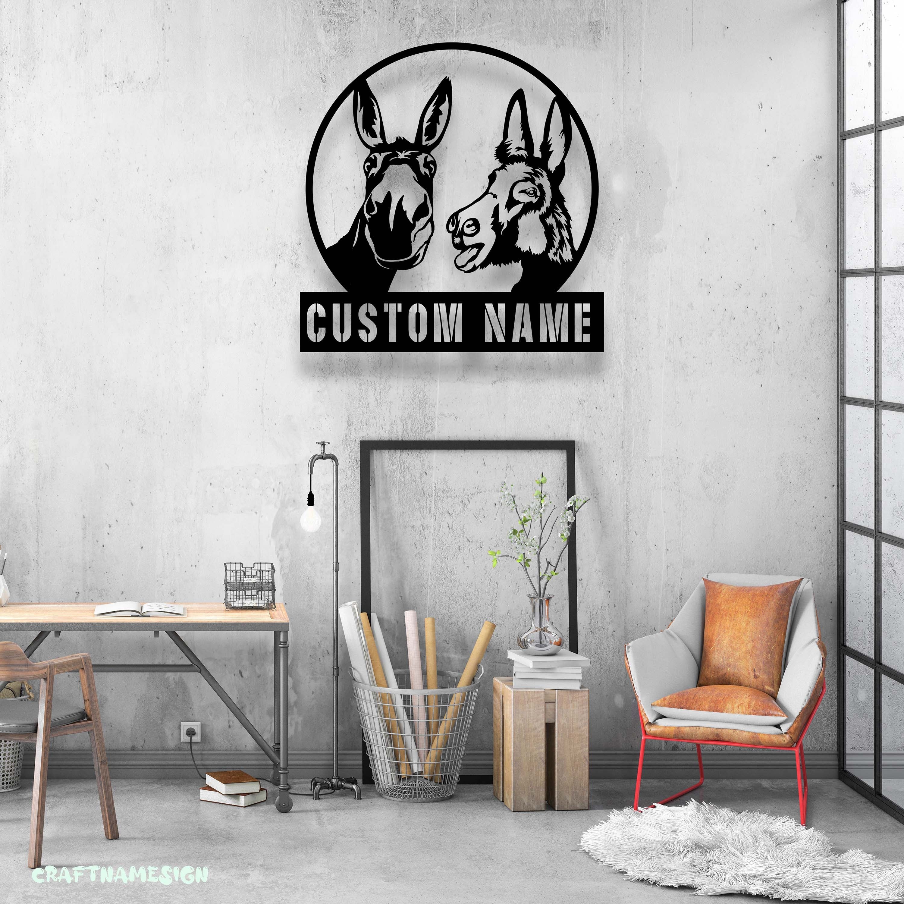 Craftnamesign Custom Funny Donkey Farmhouse Metal Wall Art LED Light ...
