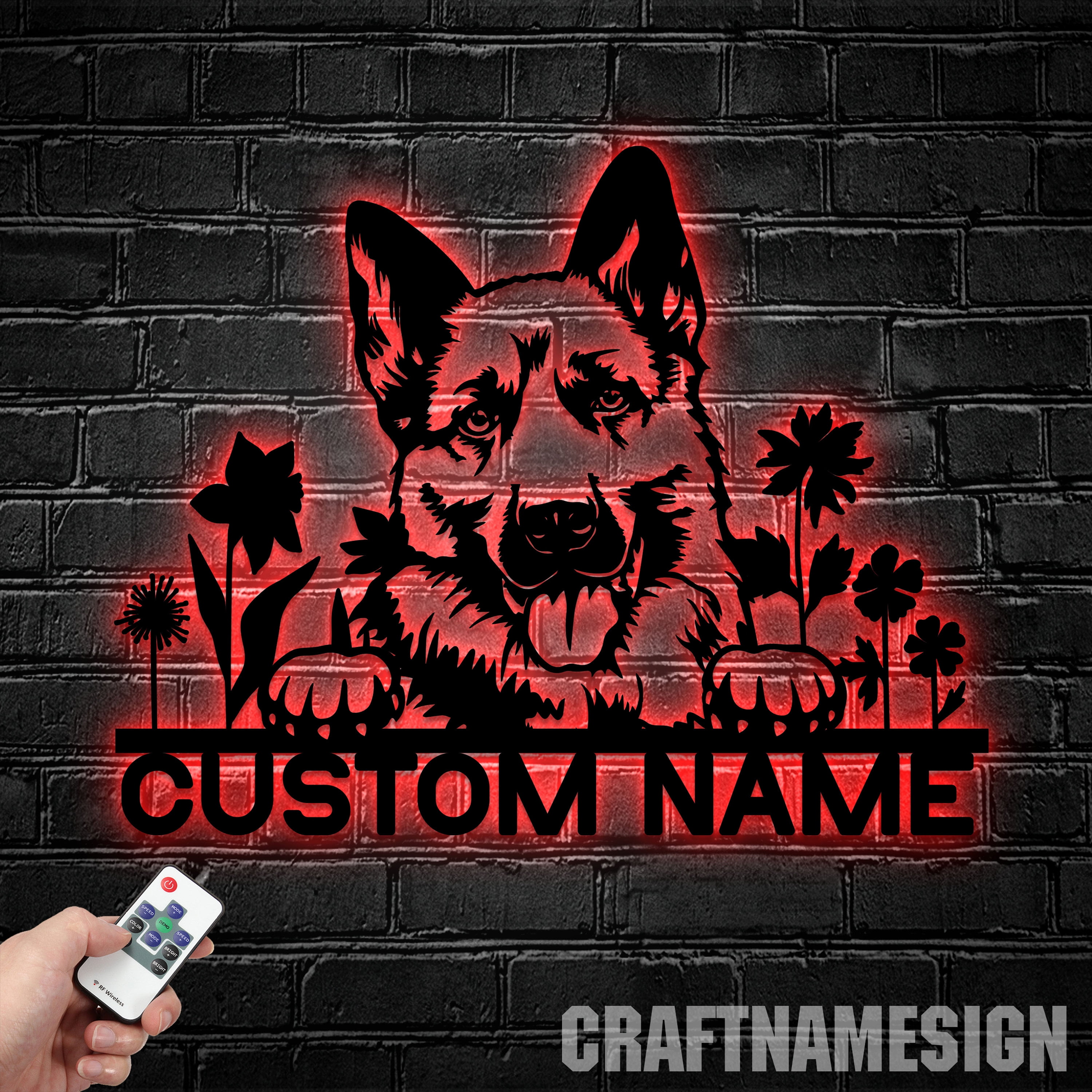 Craftnamesign Custom GSD German Shepherd Husky Mix Metal Wall Art LED ...