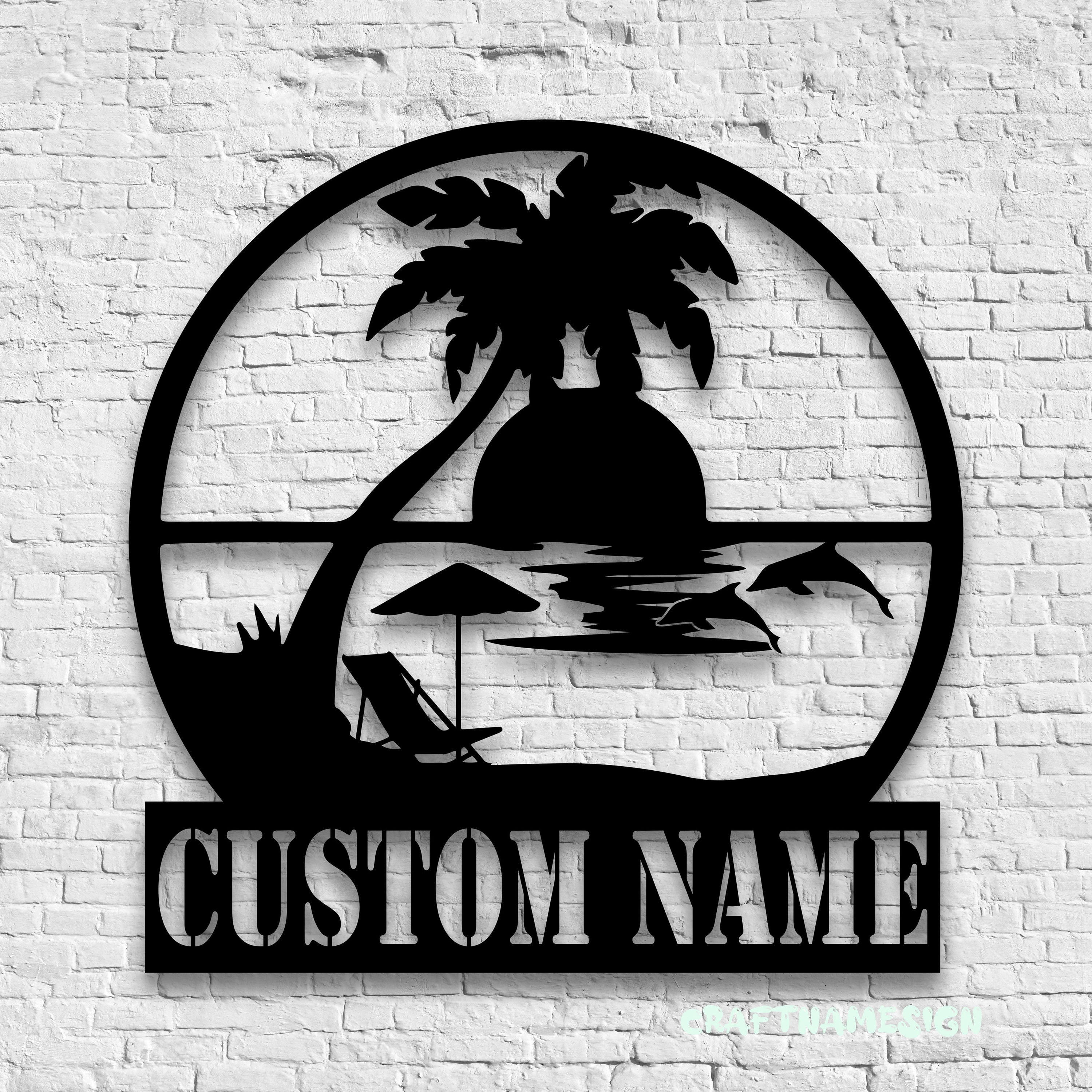 Craftnamesign Custom Palm Tree Sunset Metal Wall Art LED Light ...