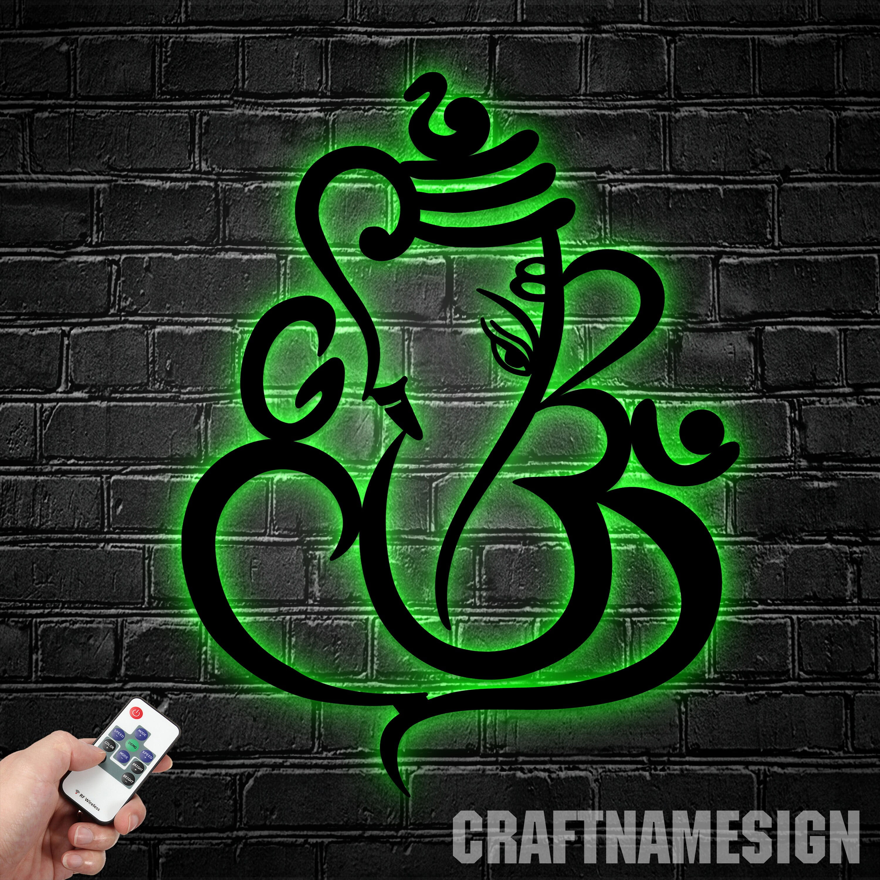 Craftnamesign Custom Ganesha Metal Wall Art LED Light, Personalized ...