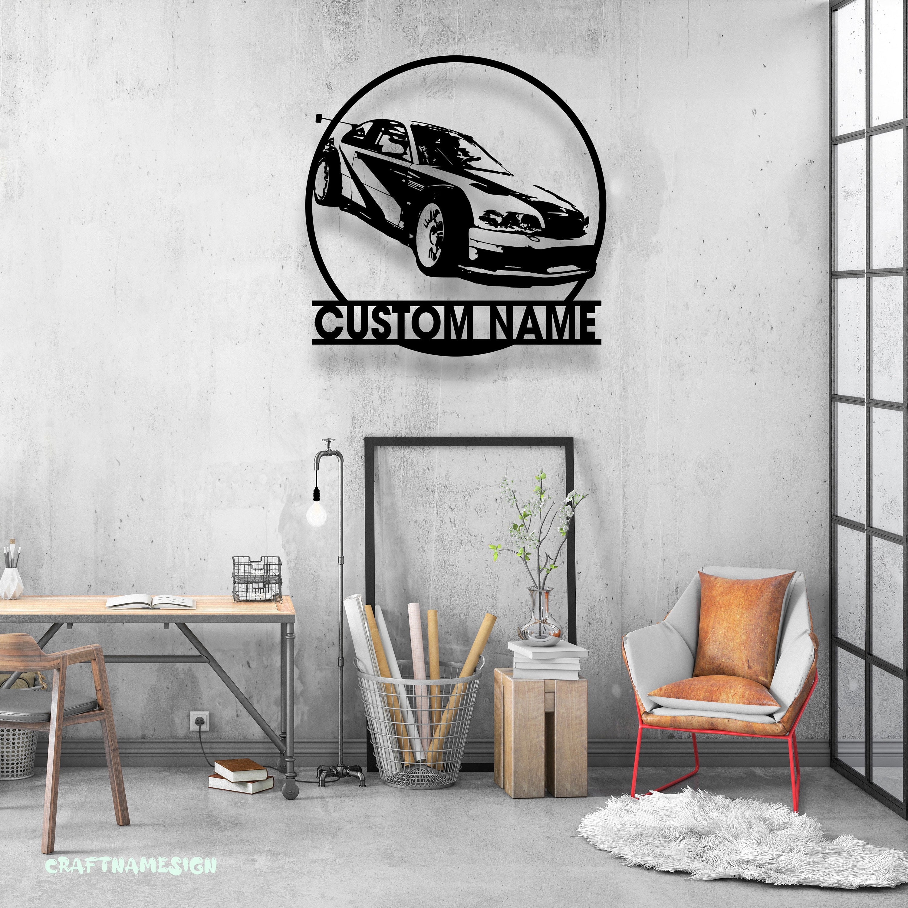Craftnamesign Custom Garage Classic Car Metal Wall Art LED Light ...
