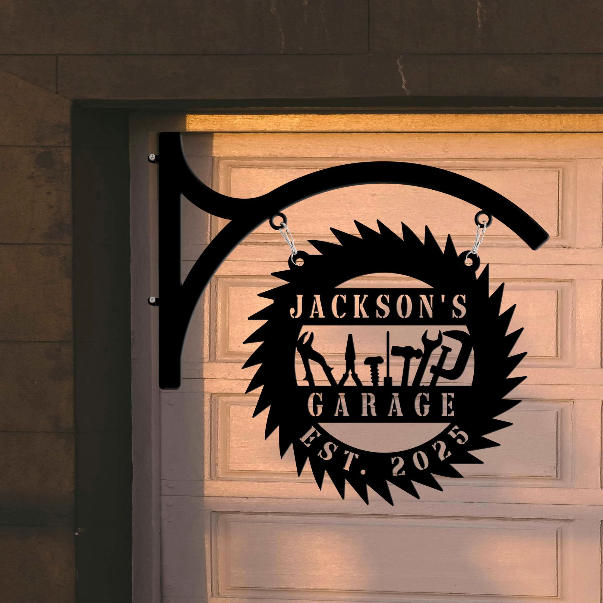 Craftnamesign Custom Garage Metal Hanging Sign, Metal Garage Outdoor ...