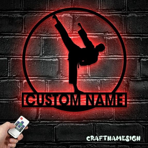 Craftnamesign Custom Boy Karate Martial Arts Metal Wall Art LED Light ...