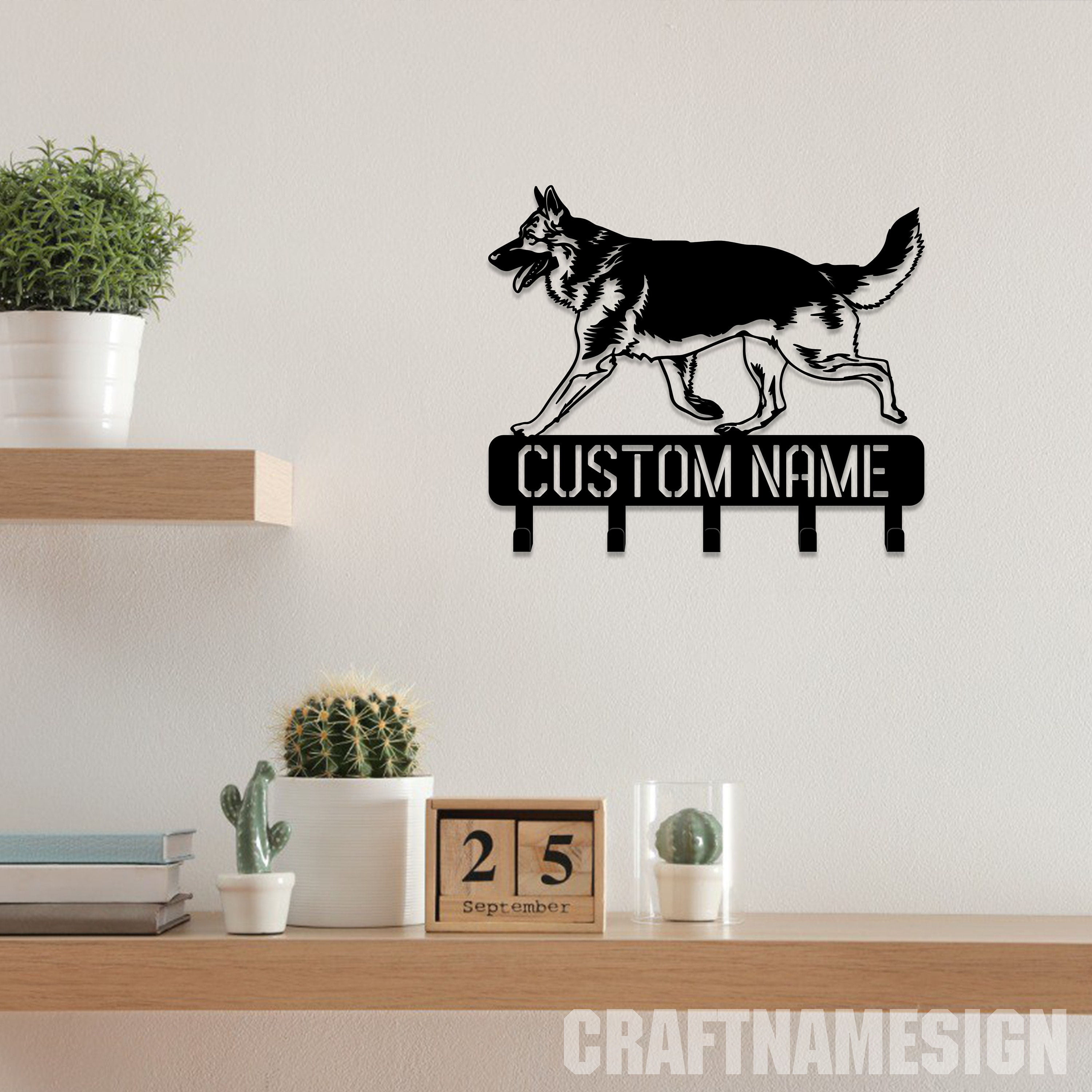 Craftnamesign Custom German Shepherd Dog Metal Key Holder, Decorative ...