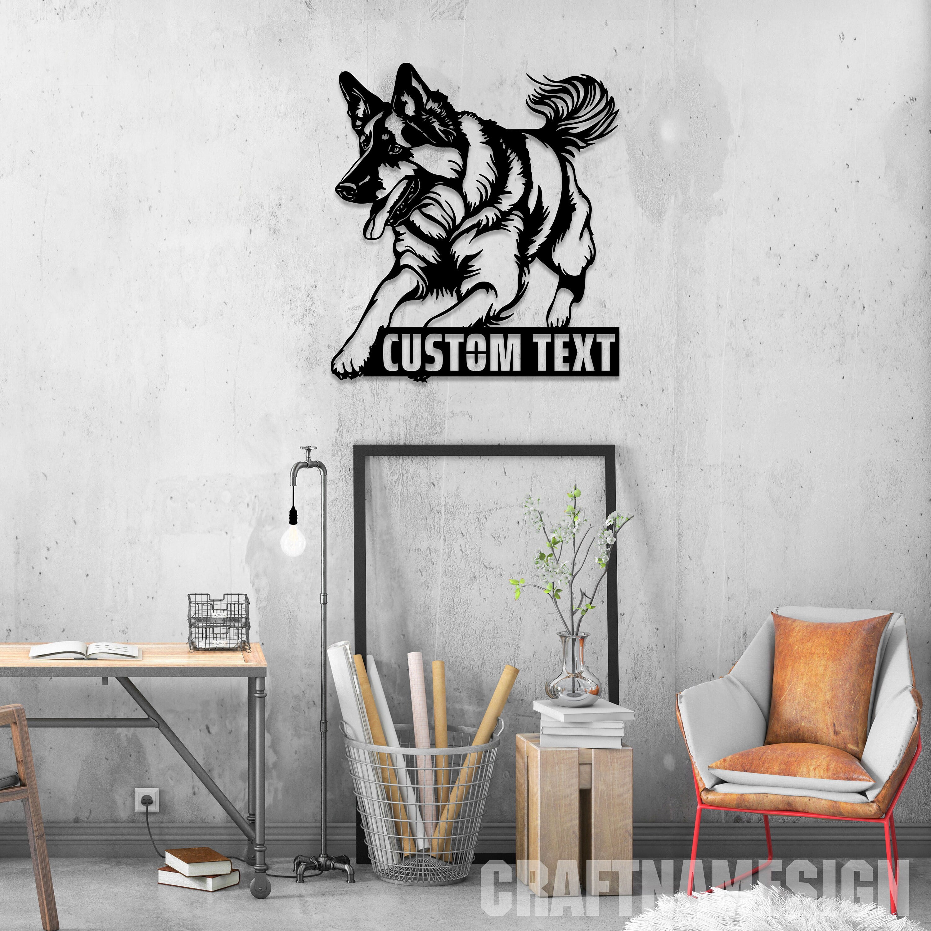 Craftnamesign Custom German Shepherd Metal Sign LED Light, Shepherd Dog ...