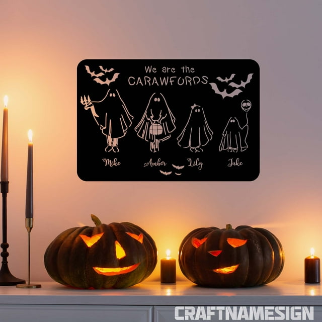 Craftnamesign Custom Ghost Family Halloween Metal Wall Art with LED ...