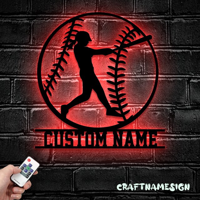 Craftnamesign Custom Girl Baseball Metal Wall Art LED Light, Custom ...