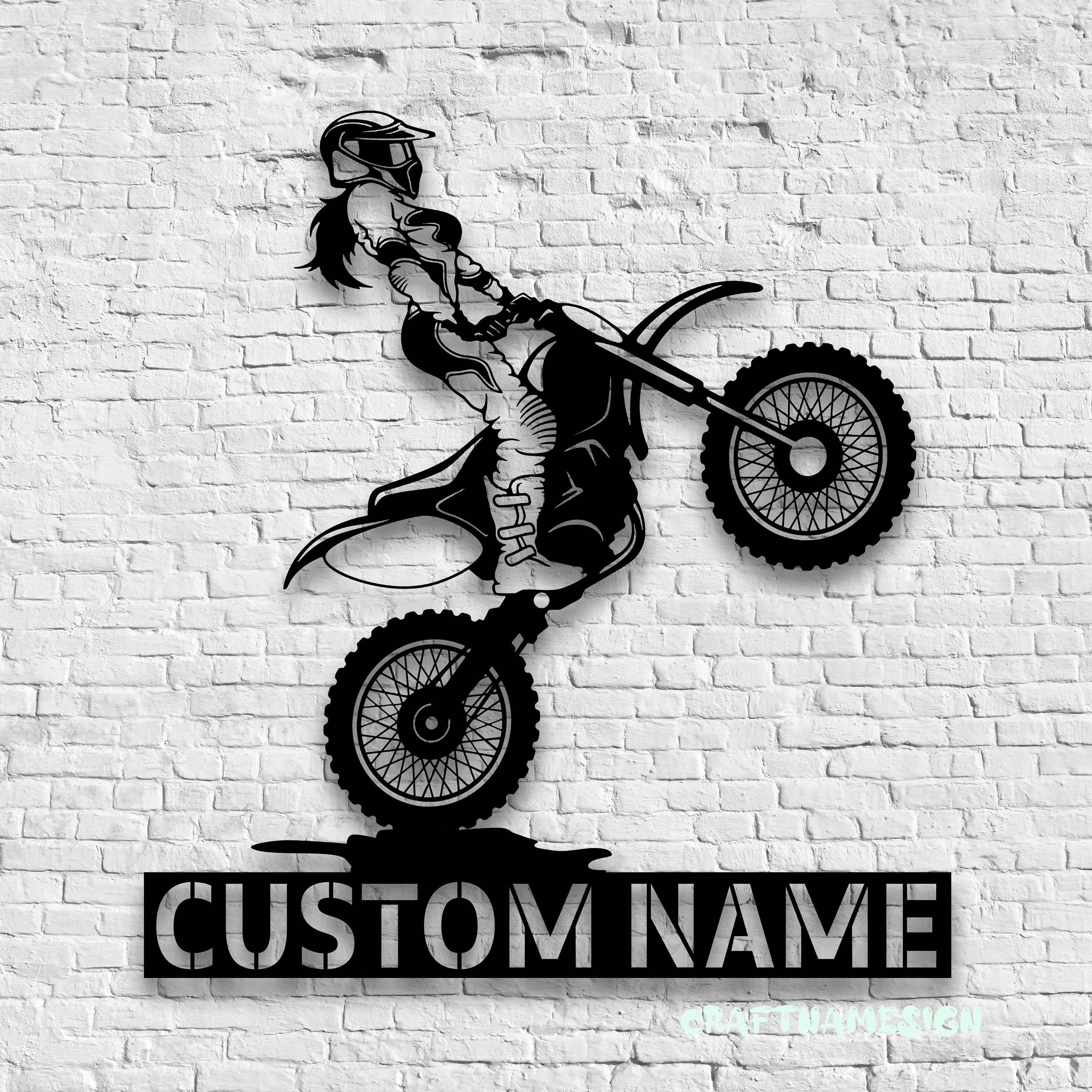 Craftnamesign Custom Girl Motocross Biker Metal Sign LED Light, Custom ...