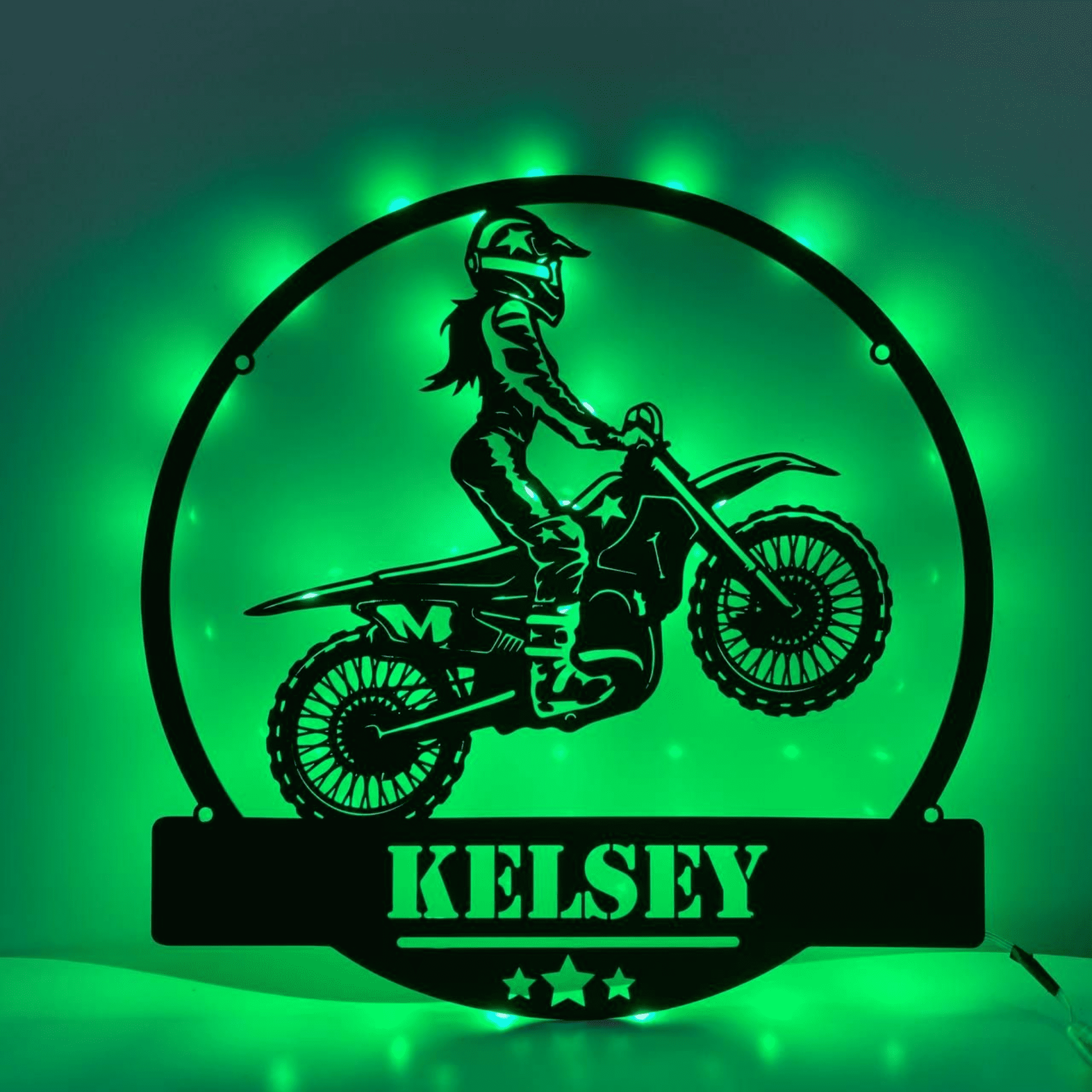 Craftnamesign Custom Girl Motocross Metal Sign LED Light, Dirt Bike ...