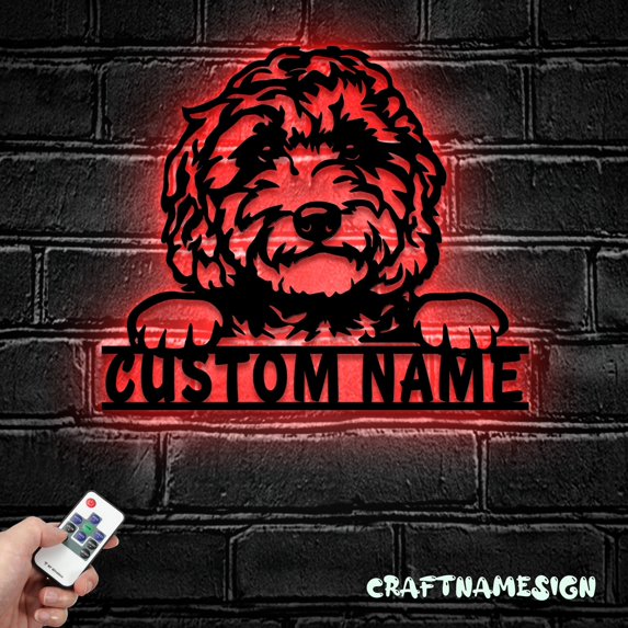 Craftnamesign Custom Golden Doodle Metal LED Light, Personalized ...