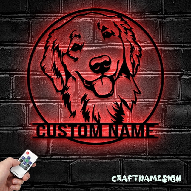 Craftnamesign Custom Golden Retriever Metal LED Light, Personalized ...