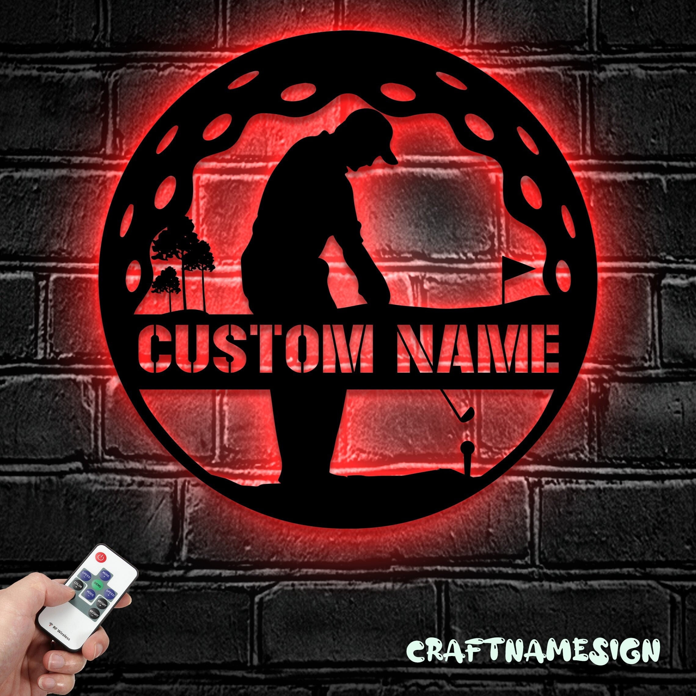 Craftnamesign Custom Golf Club Metal Wall Art LED Light, Custom Golfer ...