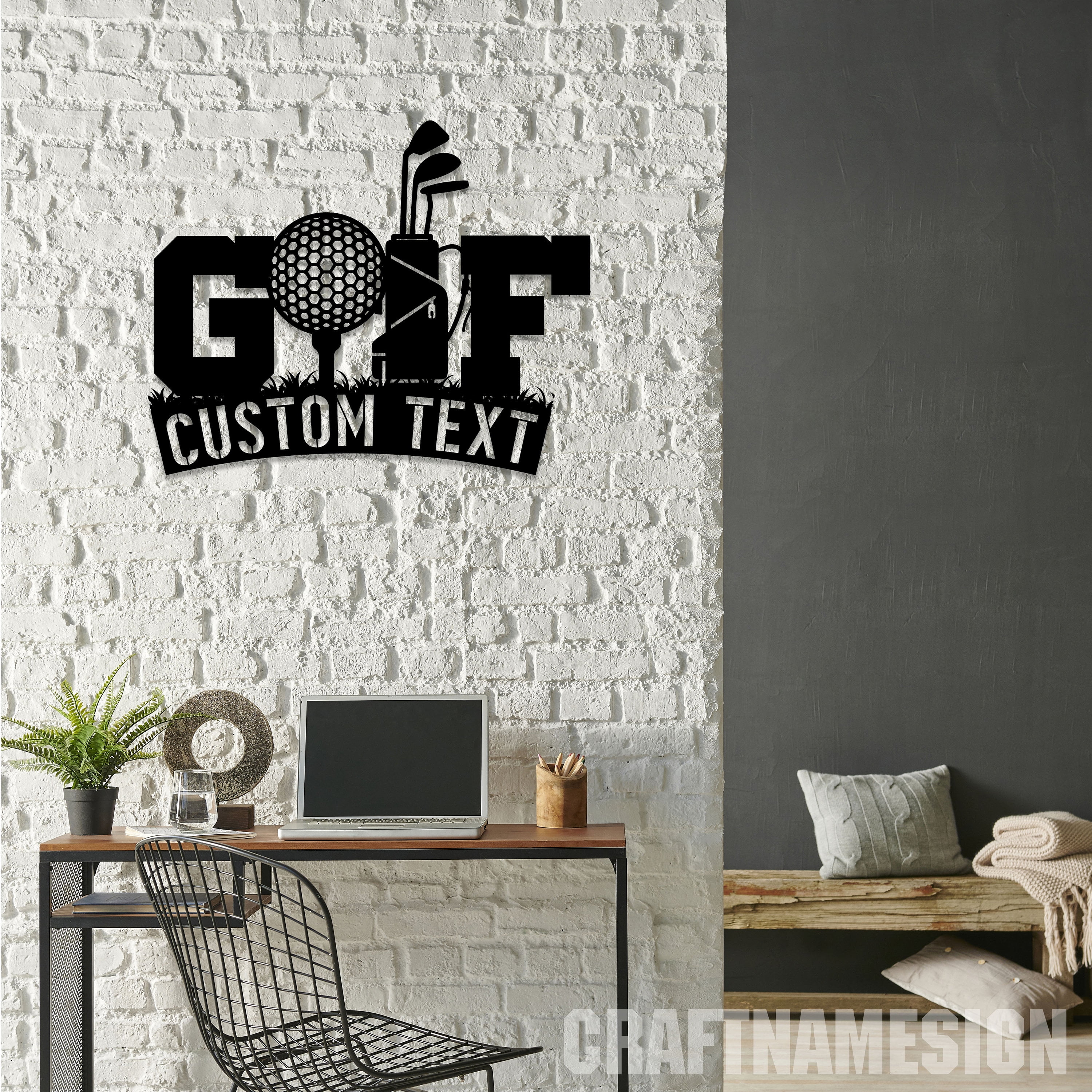 Craftnamesign Custom Golf Metal Wall Art LED Light, Custom Golfer Name ...