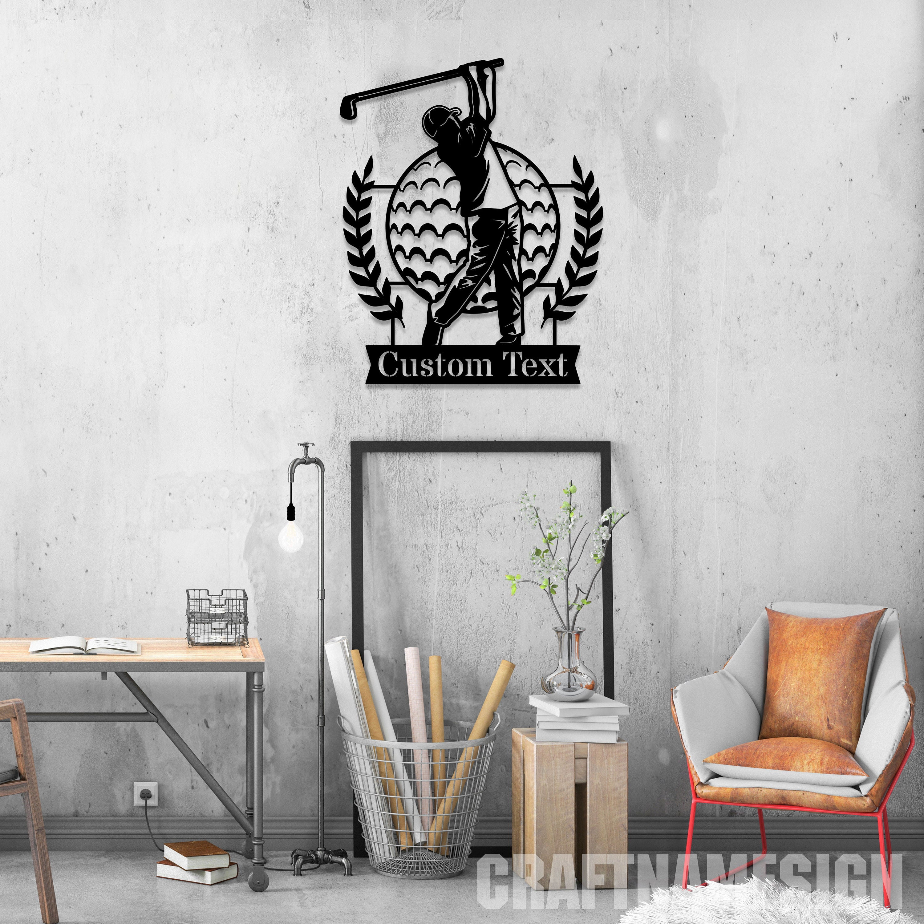 Craftnamesign Custom Golfer Metal Sign LED Light, Golf Wall Art ...