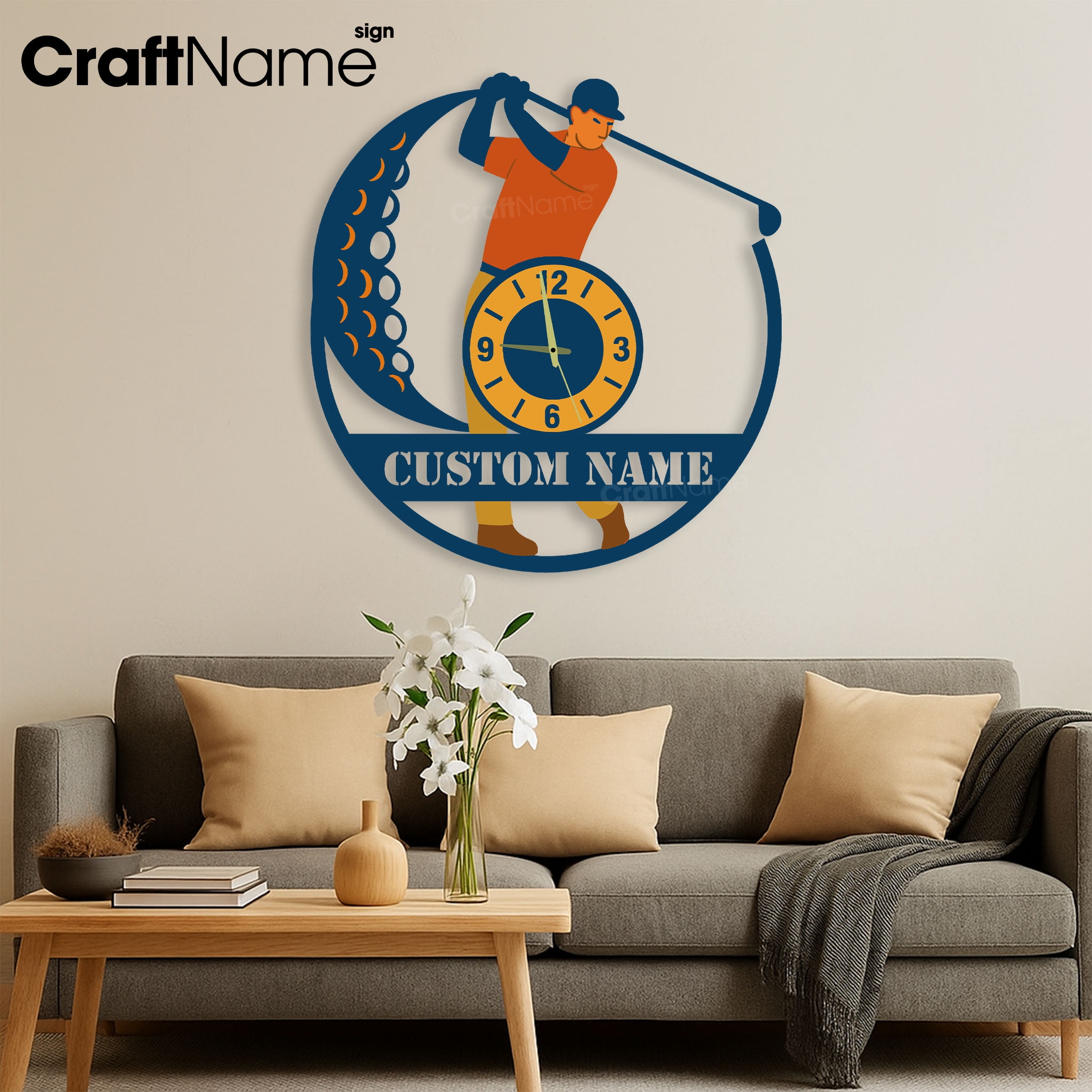 Craftnamesign Custom Golfer Metal Wall Clock, Wall Clock Unique for ...