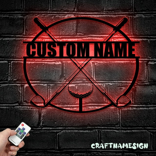 Craftnamesign Custom Golfing Metal Wall Art LED Light, Custom Golfer ...