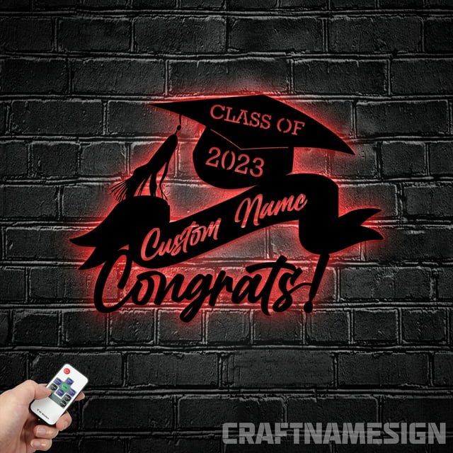 Craftnamesign Custom Graduation Metal LED Light, Custom Name Sign ...