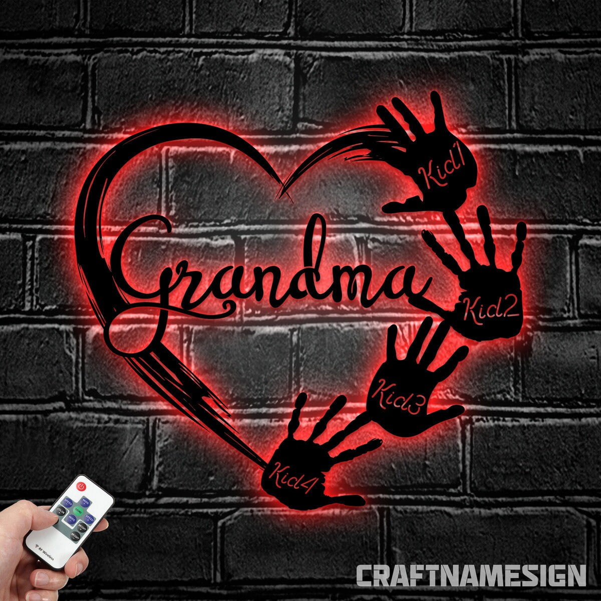 Craftnamesign Custom Grandma With Kids Name Metal Sign LED Light ...