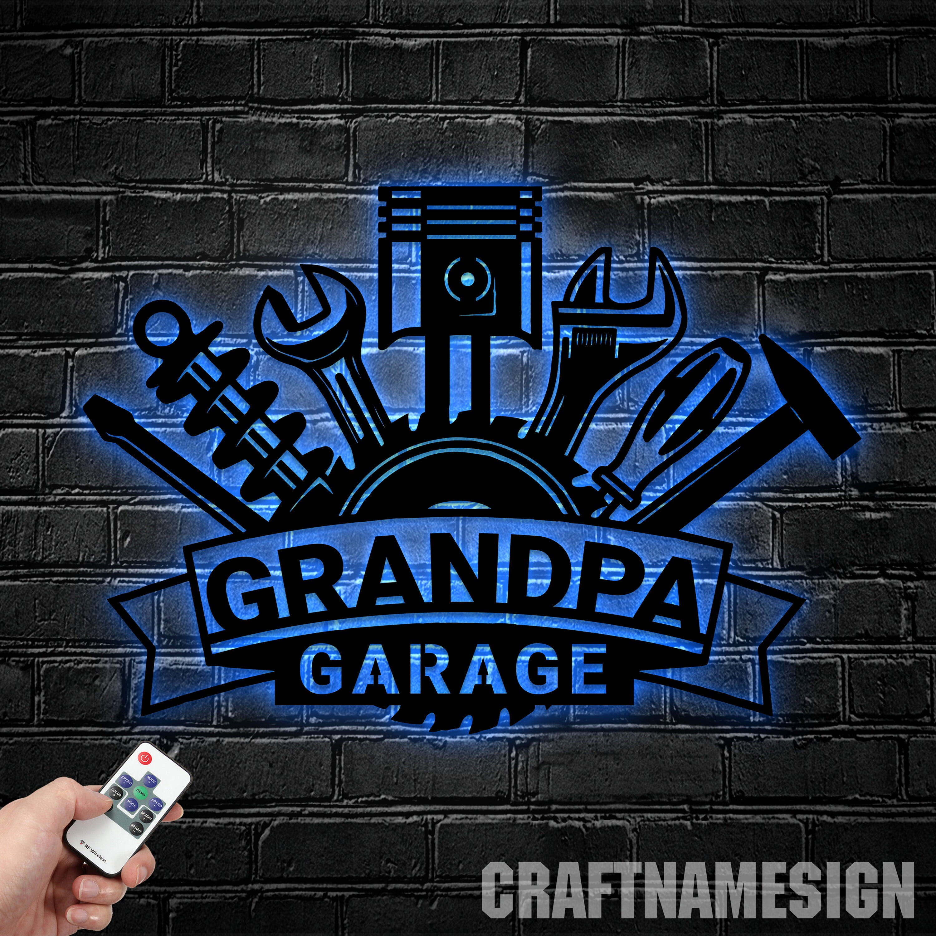 Craftnamesign Custom Grandpa Garage Metal Wall Art, Personalized Father ...