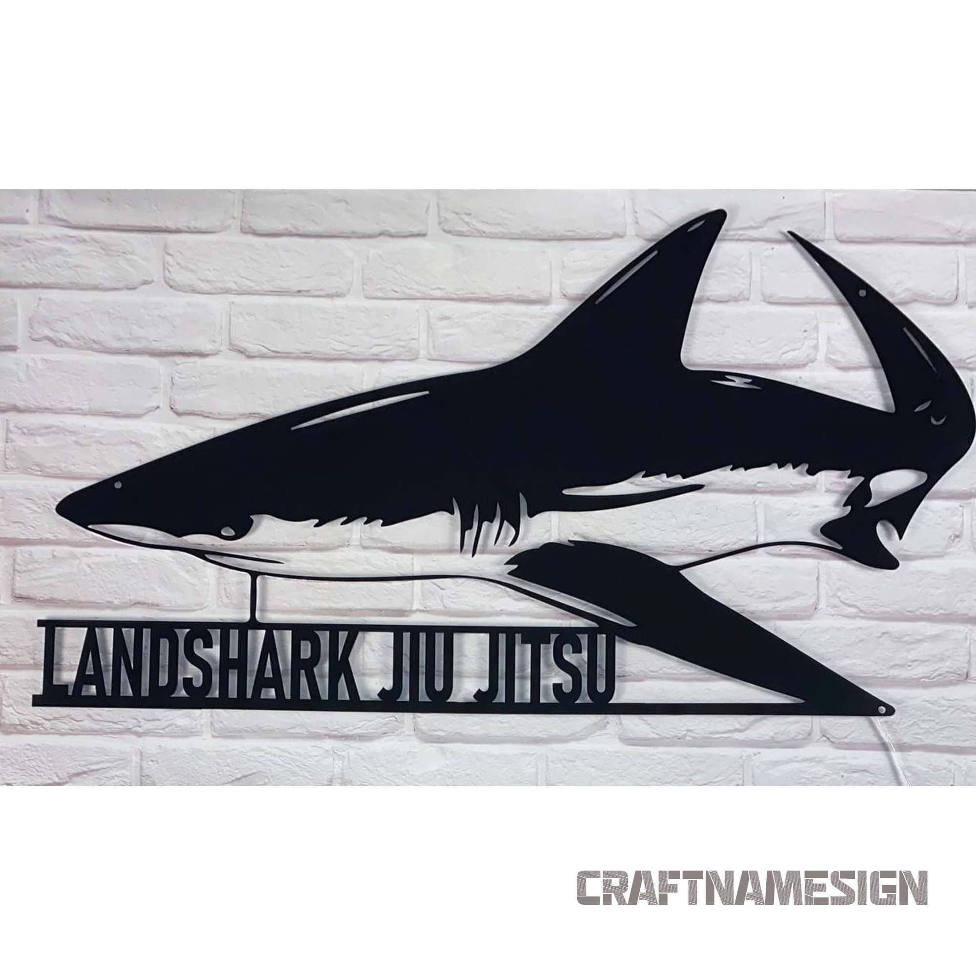 Craftnamesign Custom Great Shark Metal Wall Art Led Light, Custom Shark ...