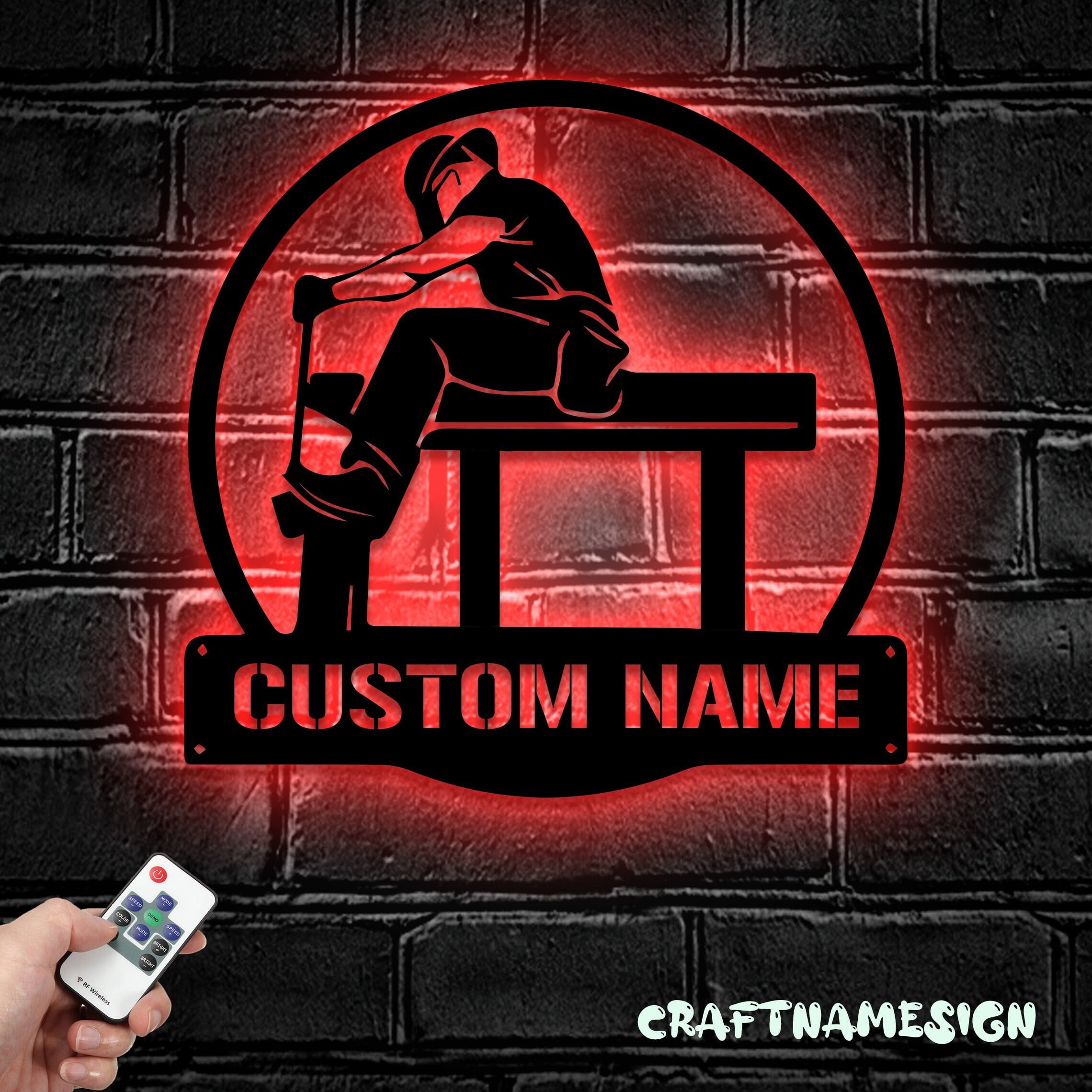Craftnamesign Custom Ironworker Metal Wall Art LED Light, Personalized ...