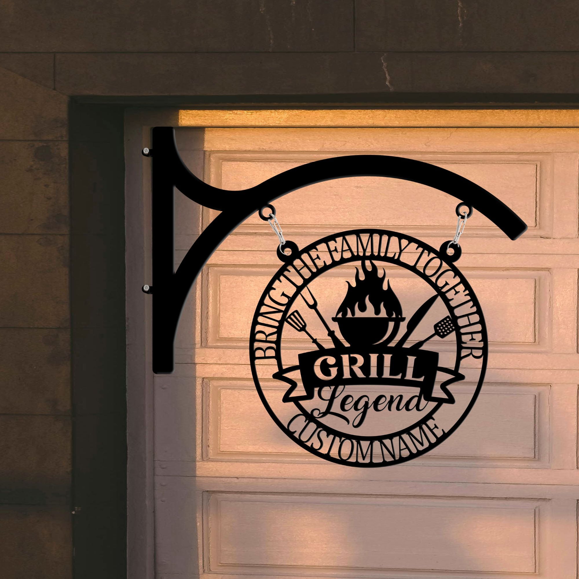 Craftnamesign Custom Grill Metal Hanging Sign, Metal BBQ Smoke Grilling ...
