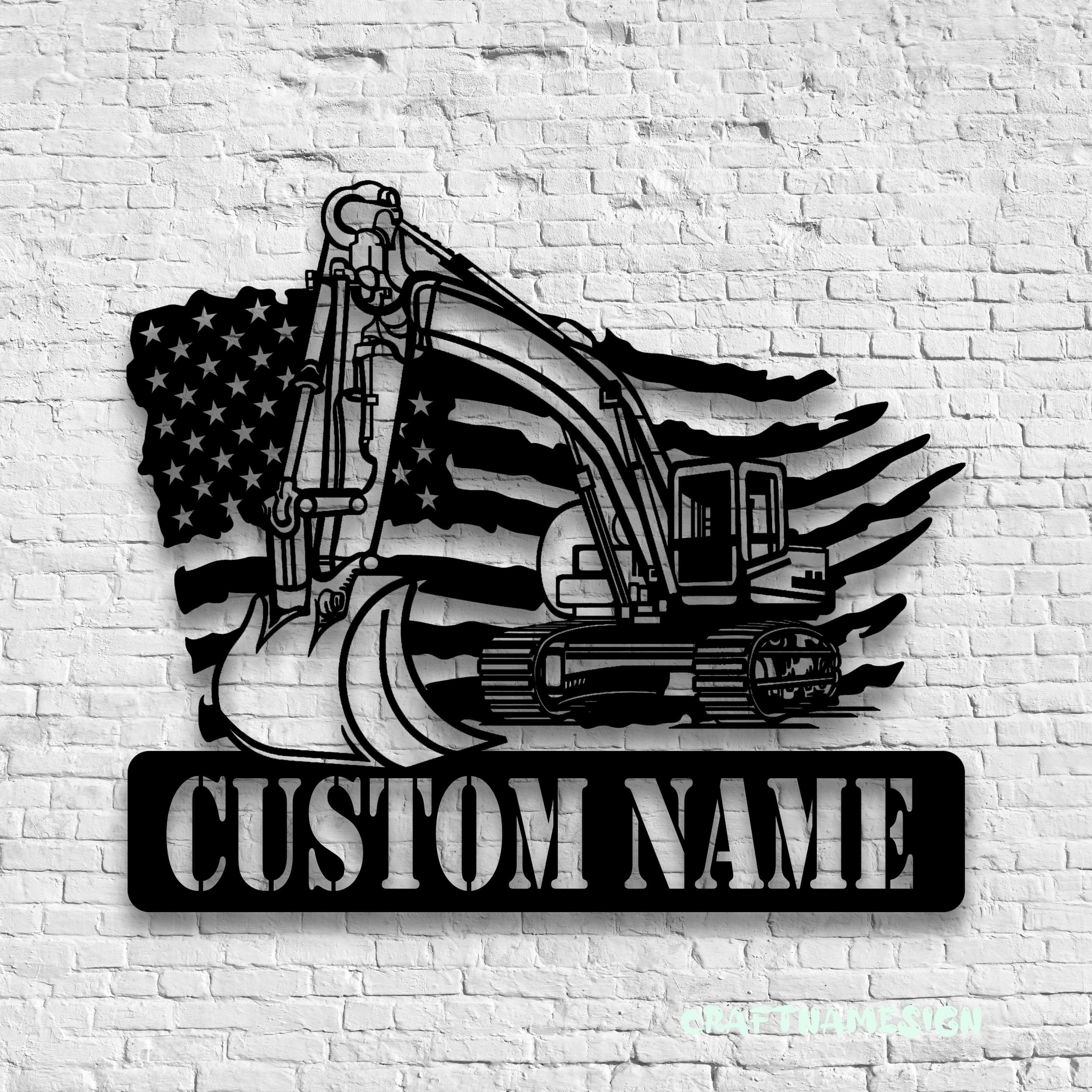 Craftnamesign Custom US Excavator Driver Metal Wall Art LED Light ...
