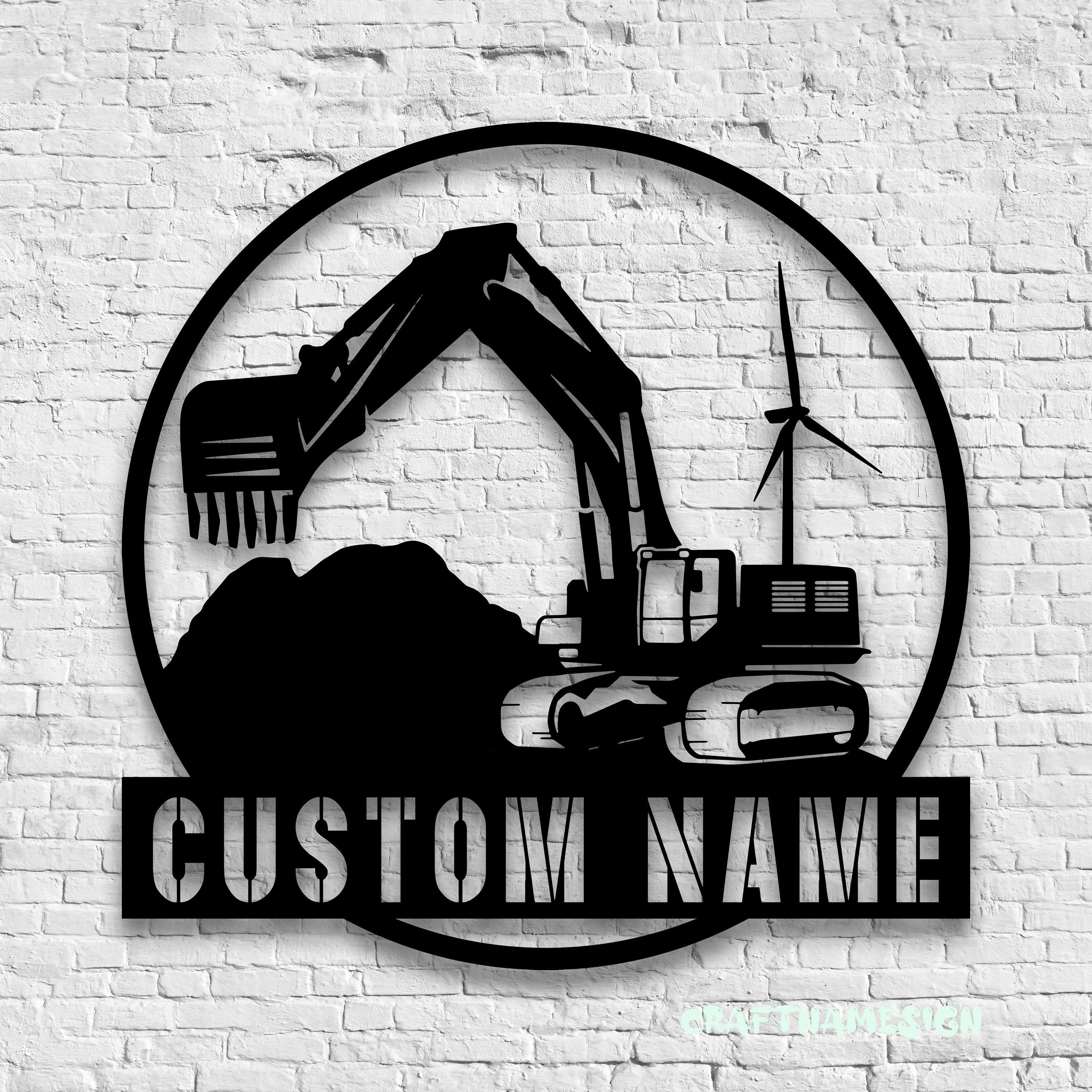 Craftnamesign Custom Excavator Metal Wall Art LED Light, Custom ...