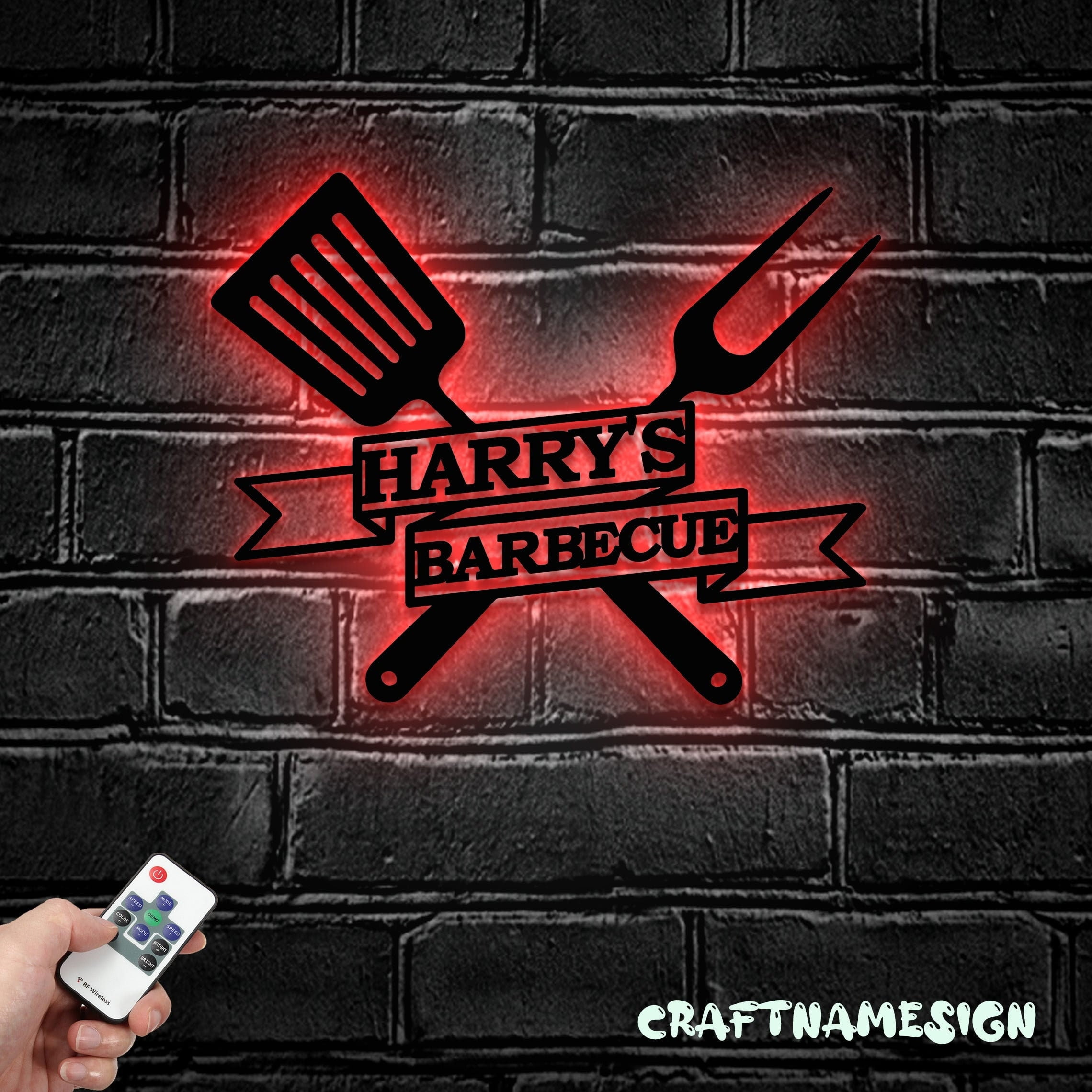 Craftnamesign Custom Grill Metal Wall Art LED Light, Personalized ...