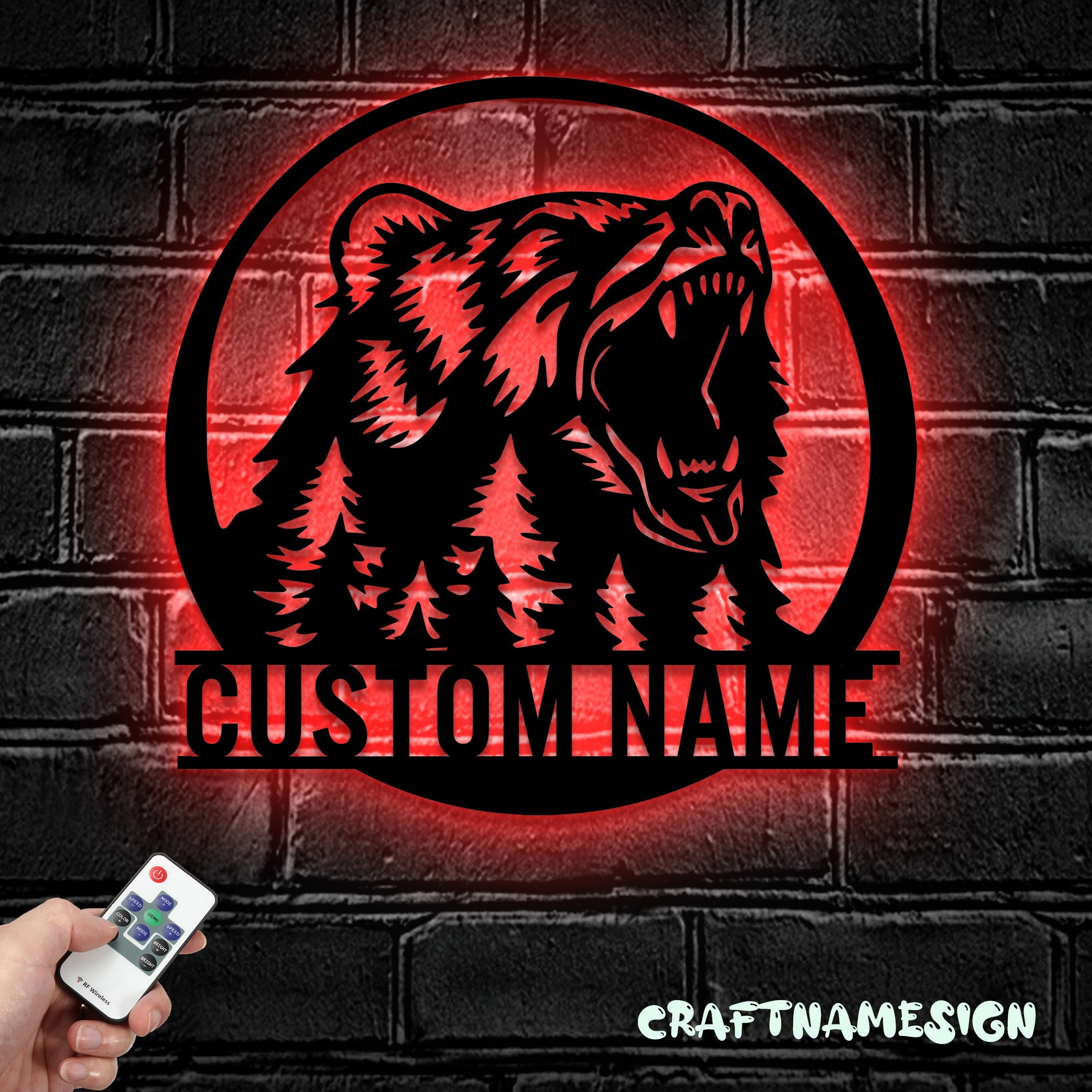 Craftnamesign Custom Grizzly Bear Claws Scratch Metal LED Light ...
