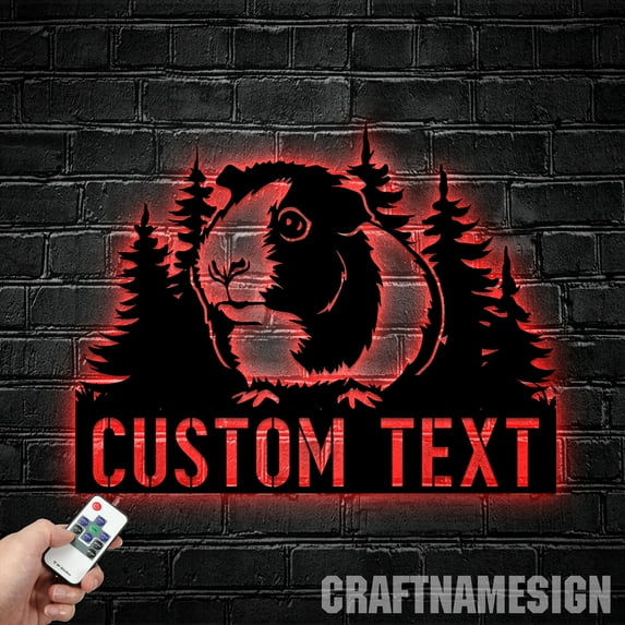 Craftnamesign Custom Guinea Pig Metal Sign LED Light, Guinea Pig Decor ...