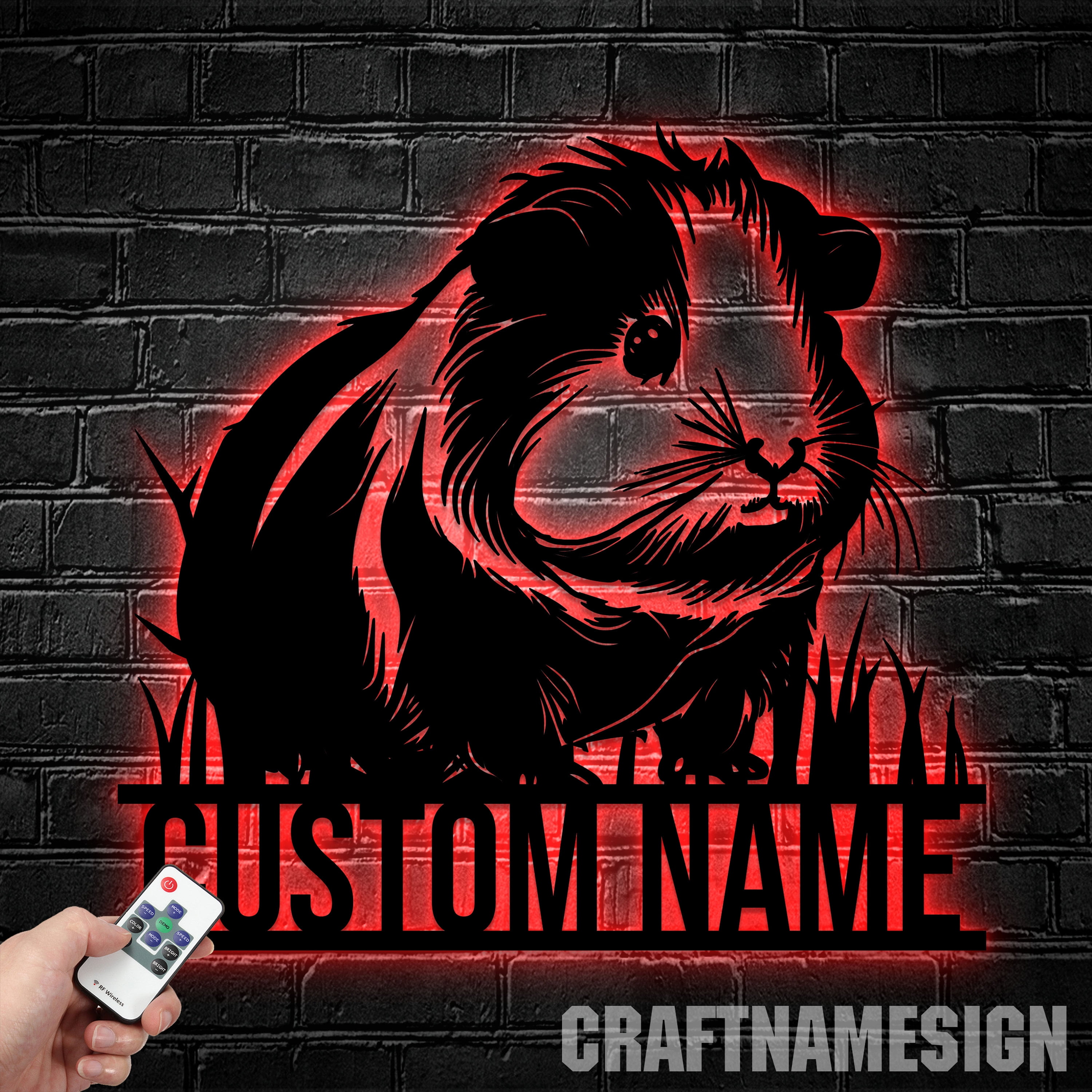 Craftnamesign Custom Guinea Pig Metal Wall Art LED Light, Guinea Pig ...