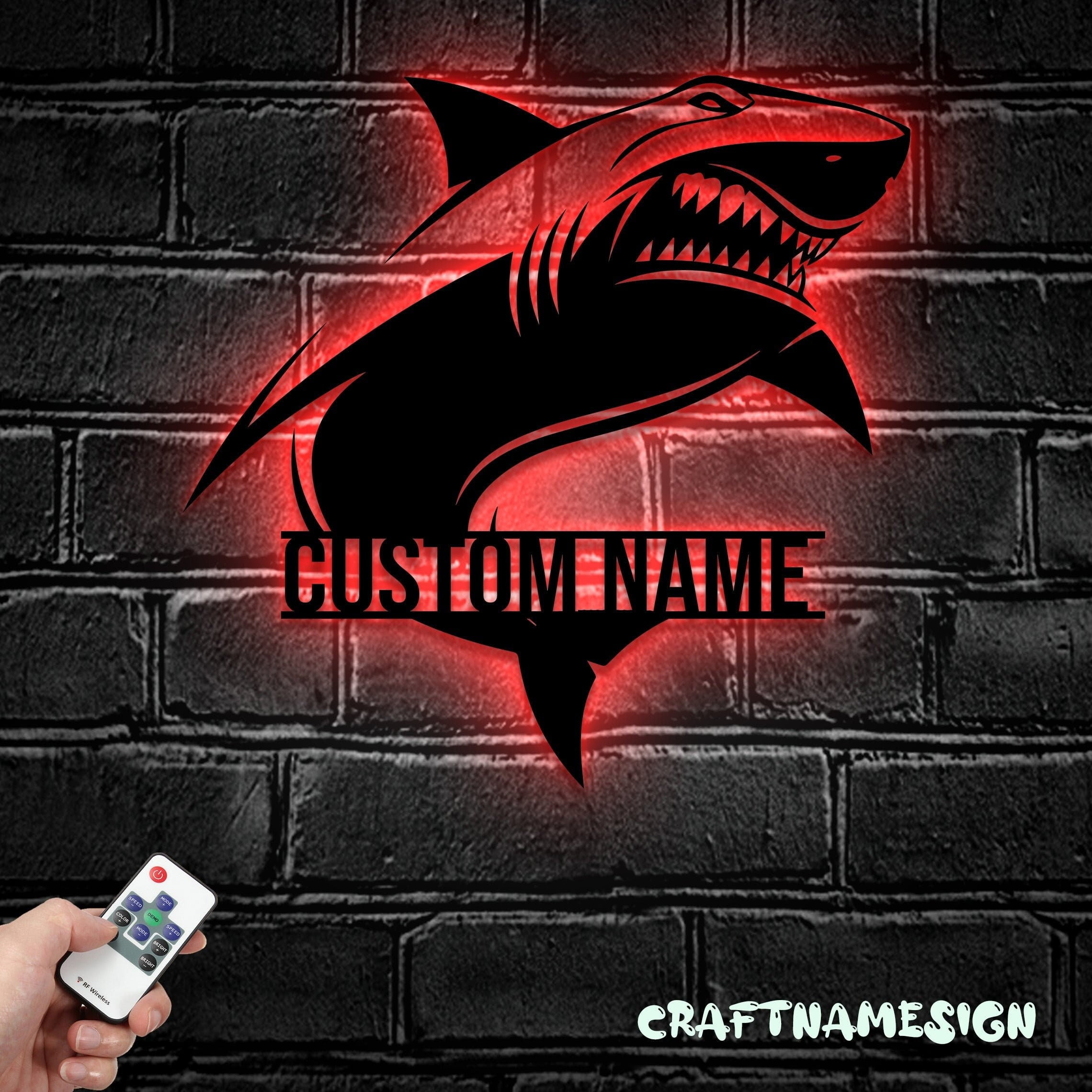 Craftnamesign Custom Great White Shark Metal Wall Art Led Light, Shark ...