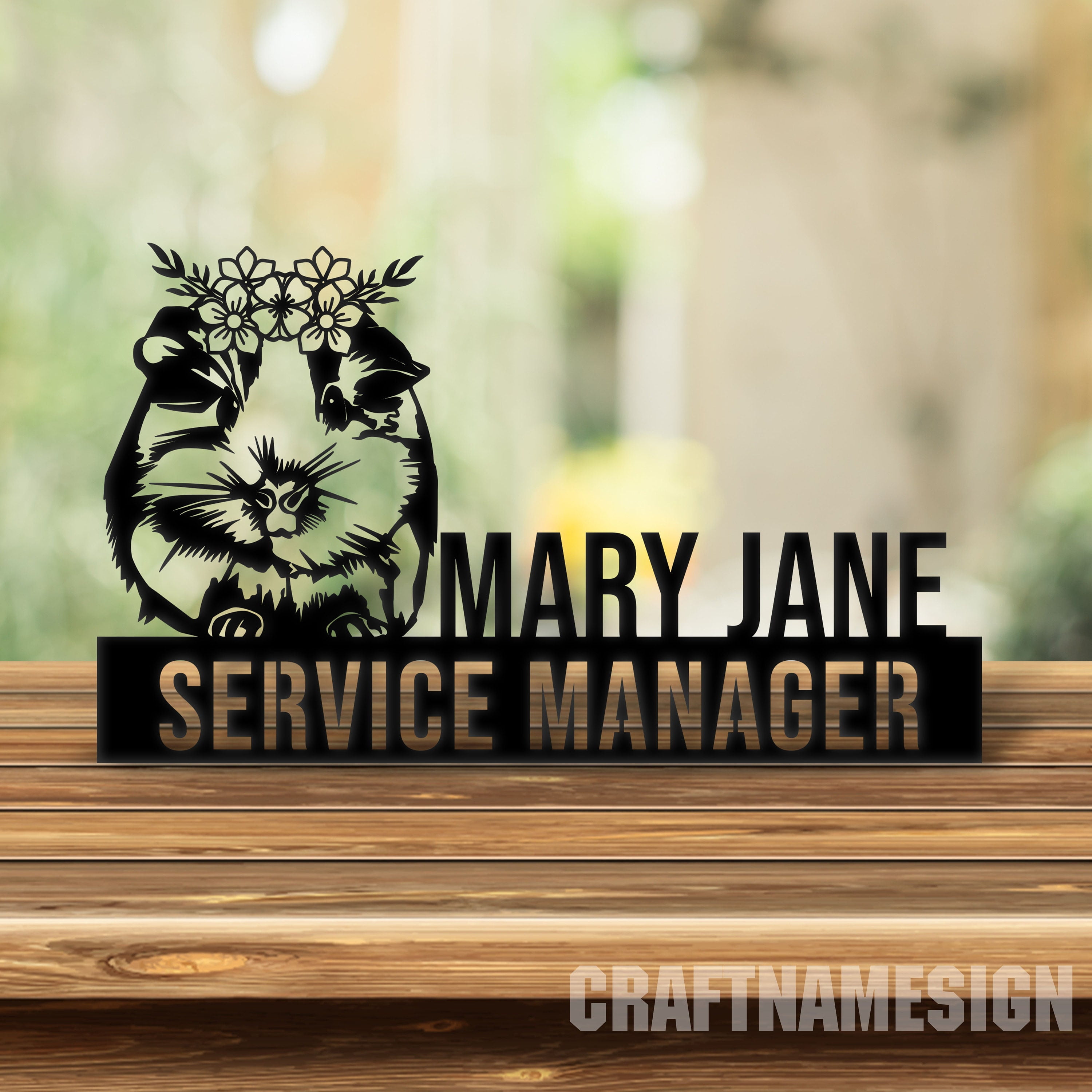 Craftnamesign Custom Guinea Pig Wooden Desk Name Plate, Guinea Pig ...